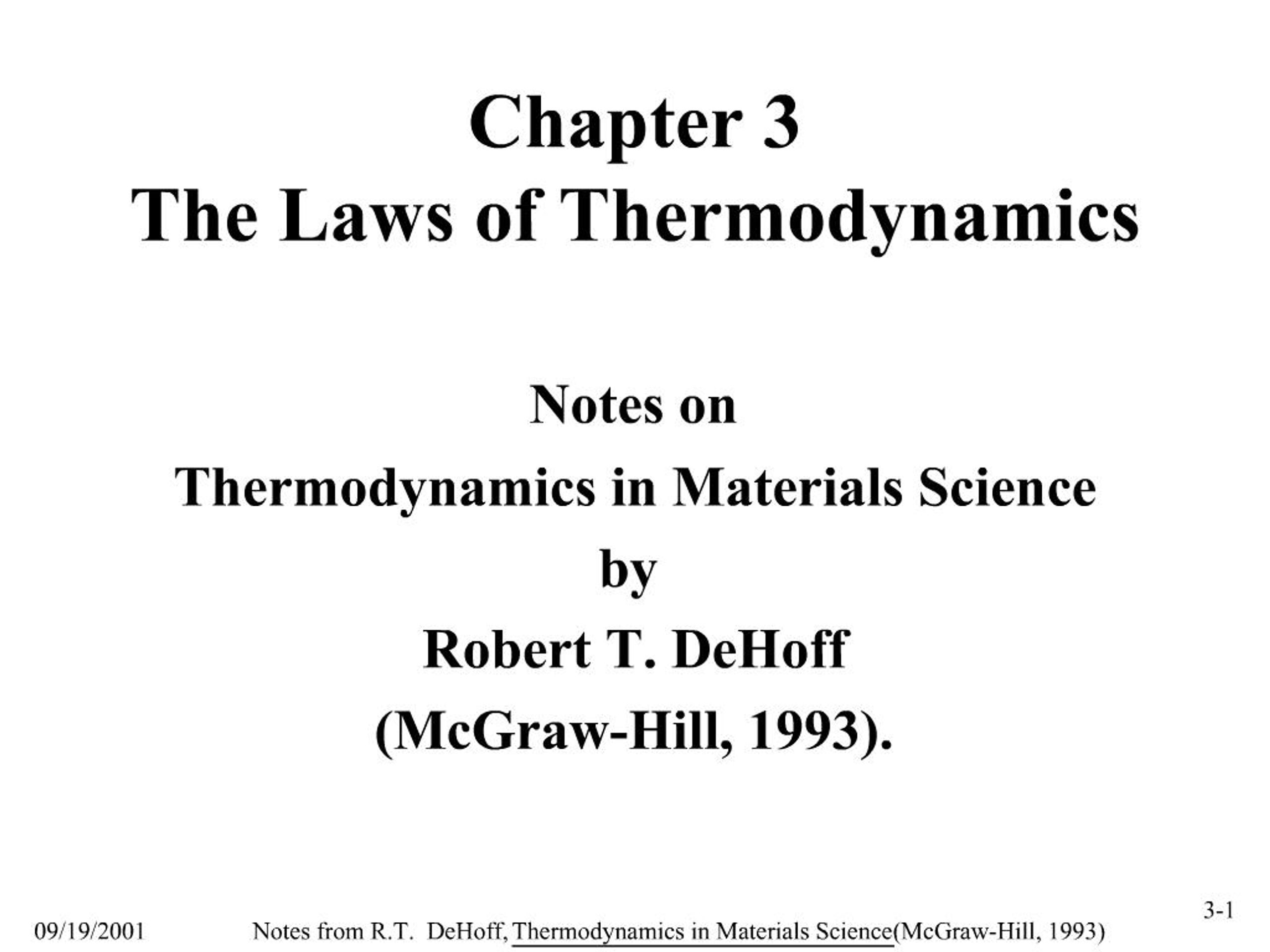 PPT - Chapter 3 The Laws of Thermodynamics PowerPoint Presentation ...