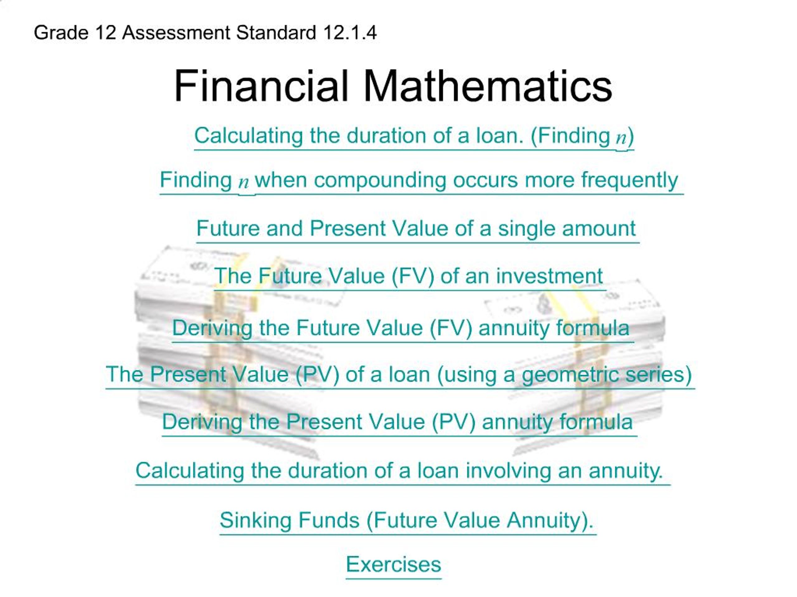 PPT - Financial Mathematics PowerPoint Presentation, free download - ID ...