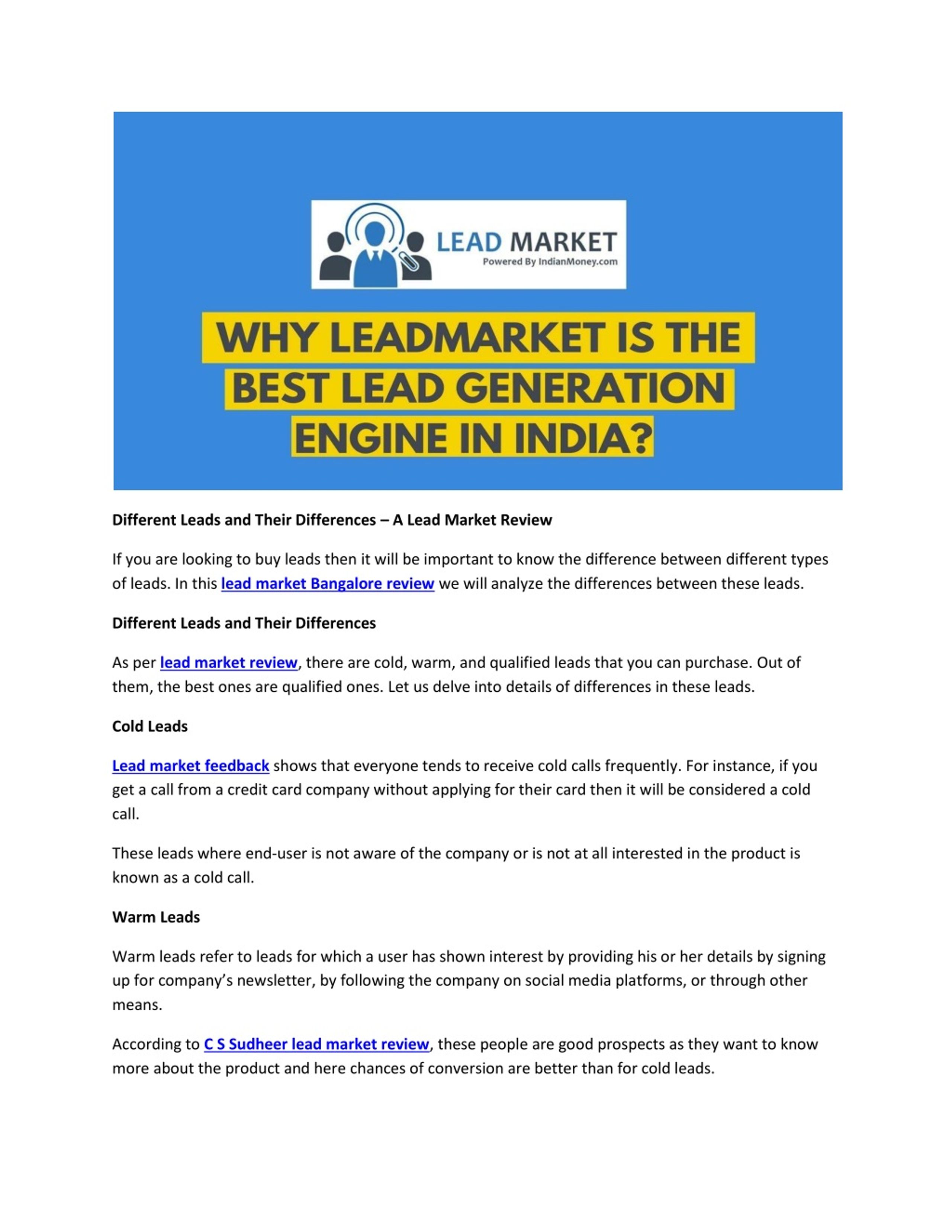 PPT - Different Leads and Their Differences – A Lead Market Review ...