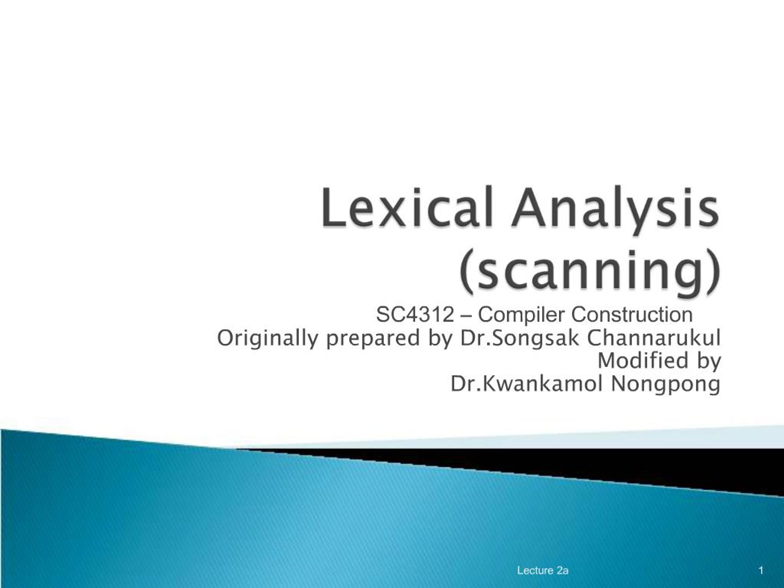 PPT - Lexical Analysis scanning PowerPoint Presentation, free download ...
