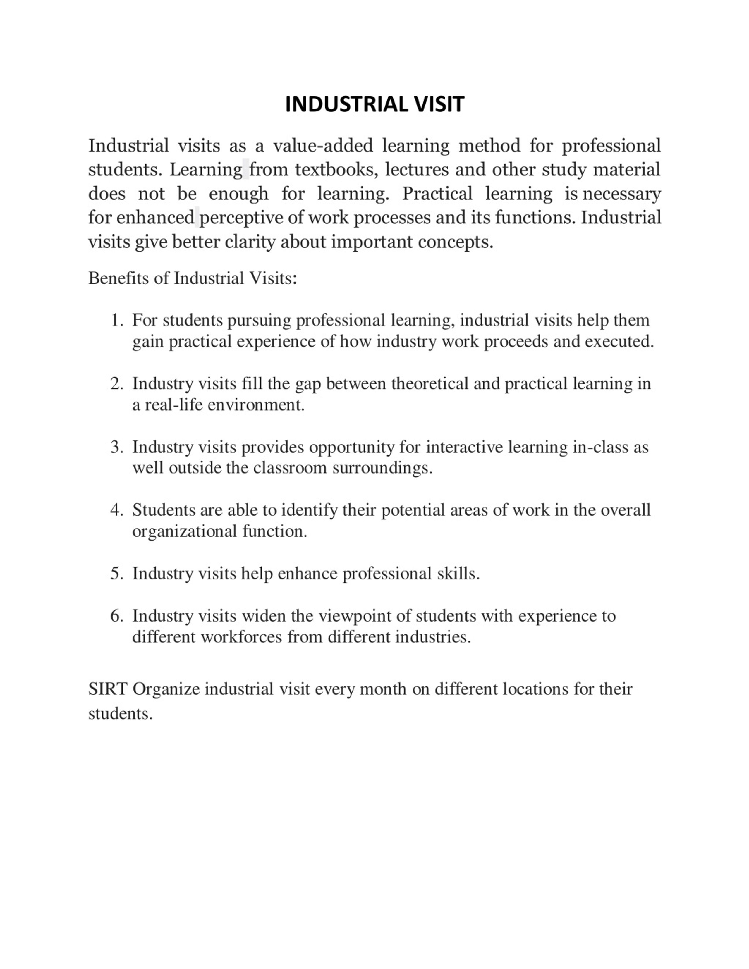 PPT - INDUSTRIAL VISIT - SIRT PowerPoint Presentation, free download ...