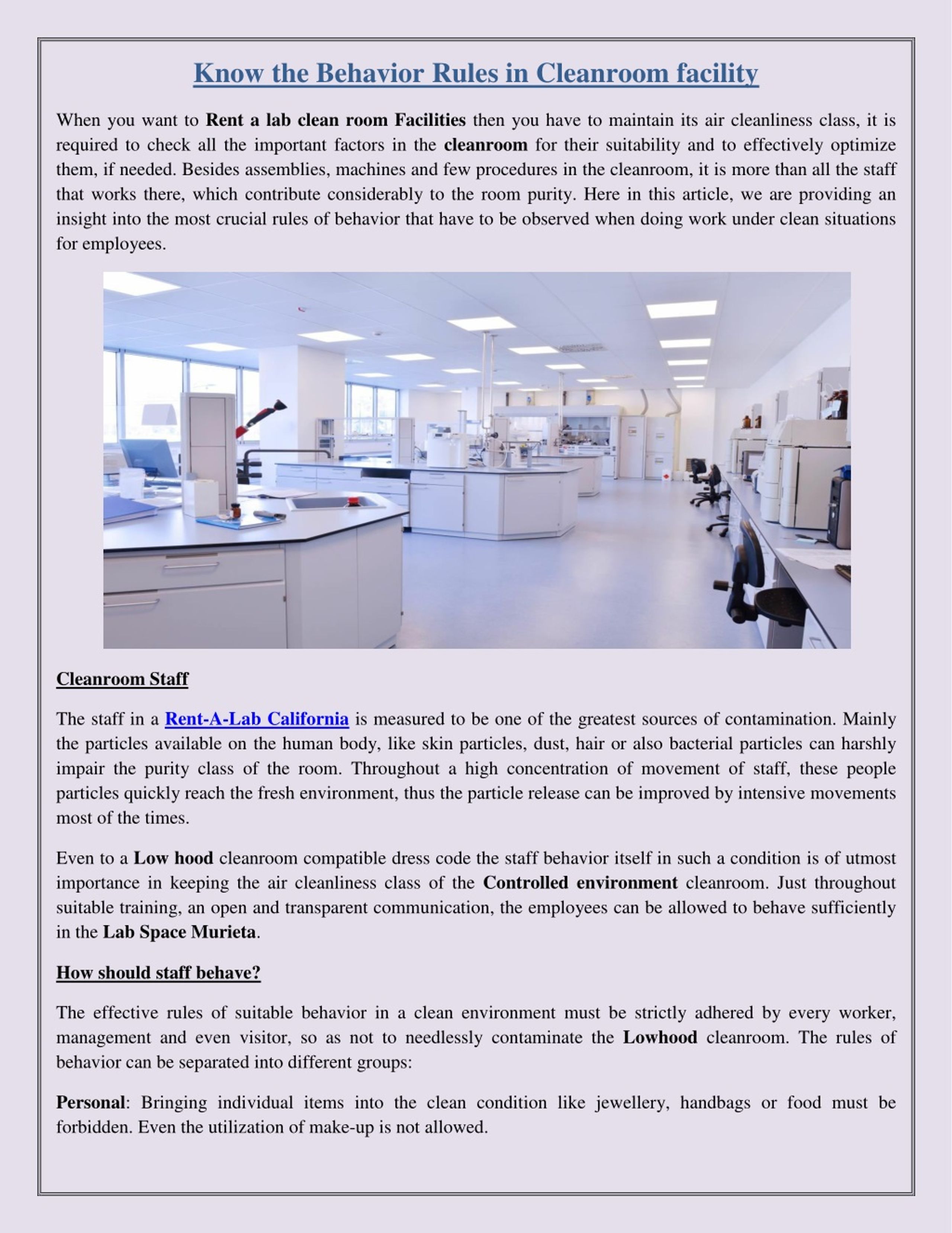 PPT - Know the Behavior Rules in Cleanroom facility PowerPoint ...