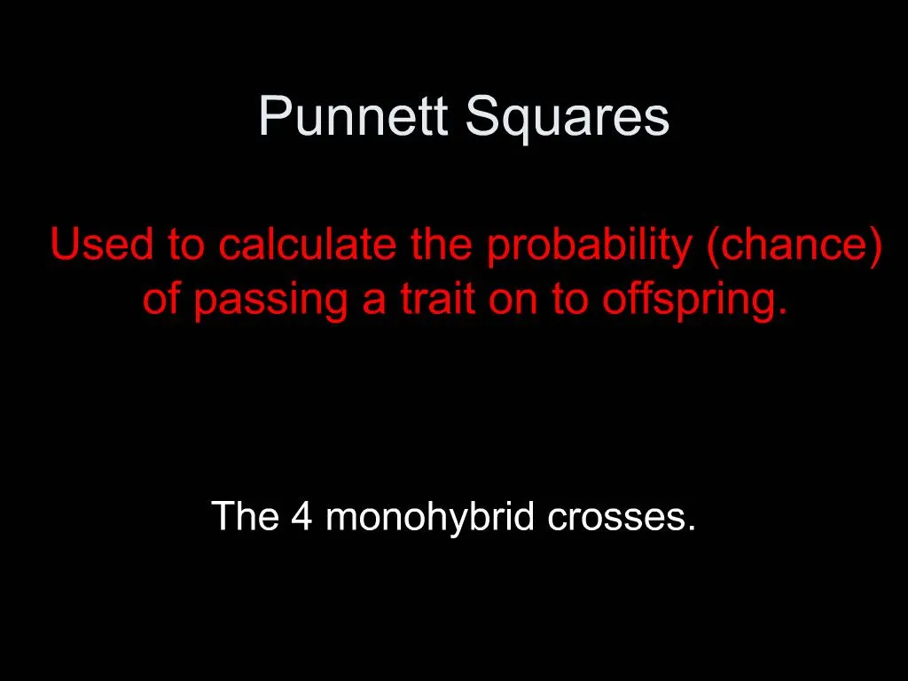 PPT - Punnett Squares Used to calculate the probability chance of ...