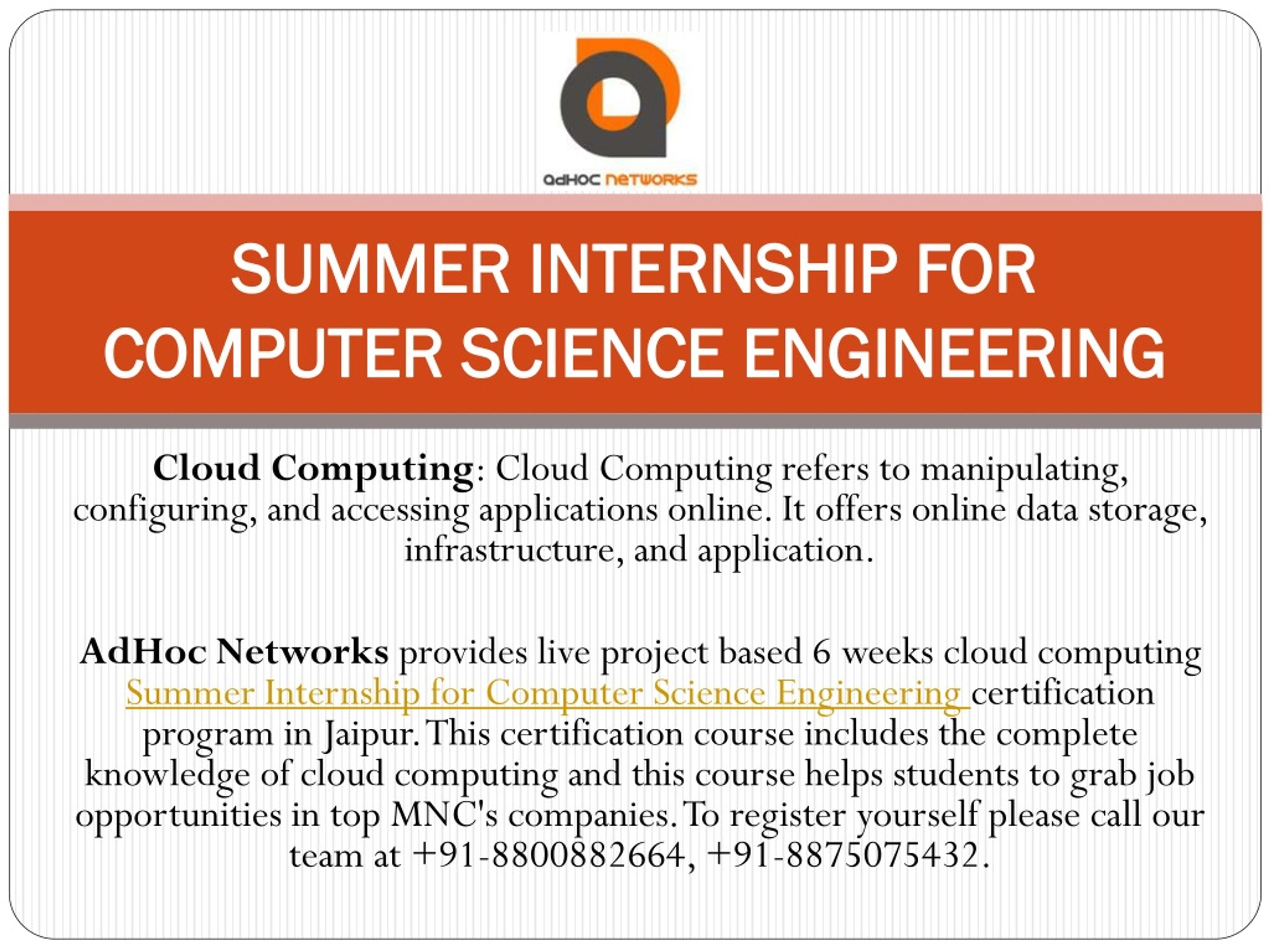 PPT - Summer Internship for Computer Science Engineering PowerPoint ...