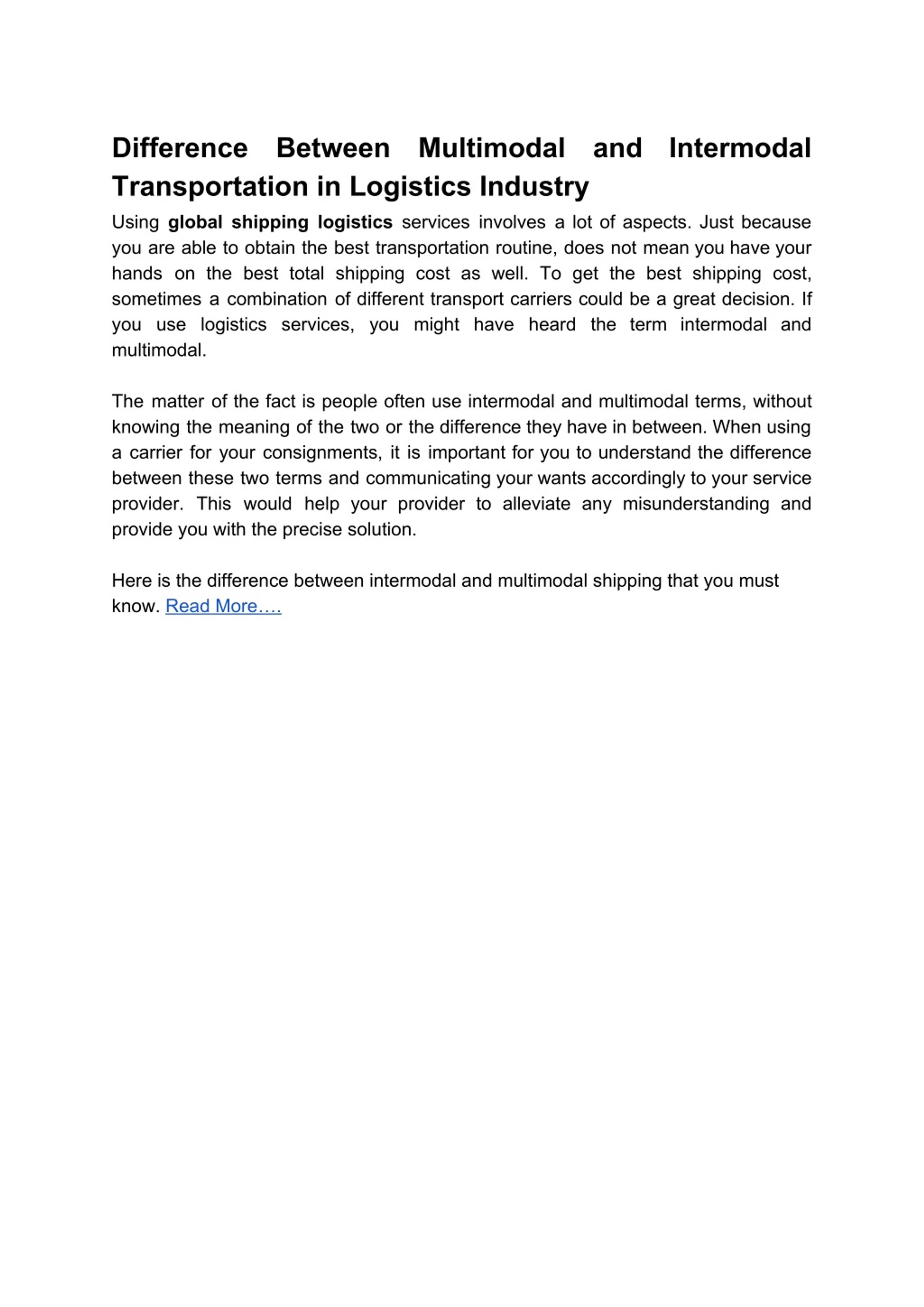 PPT - Difference Between Multimodal and Intermodal Transportation in ...