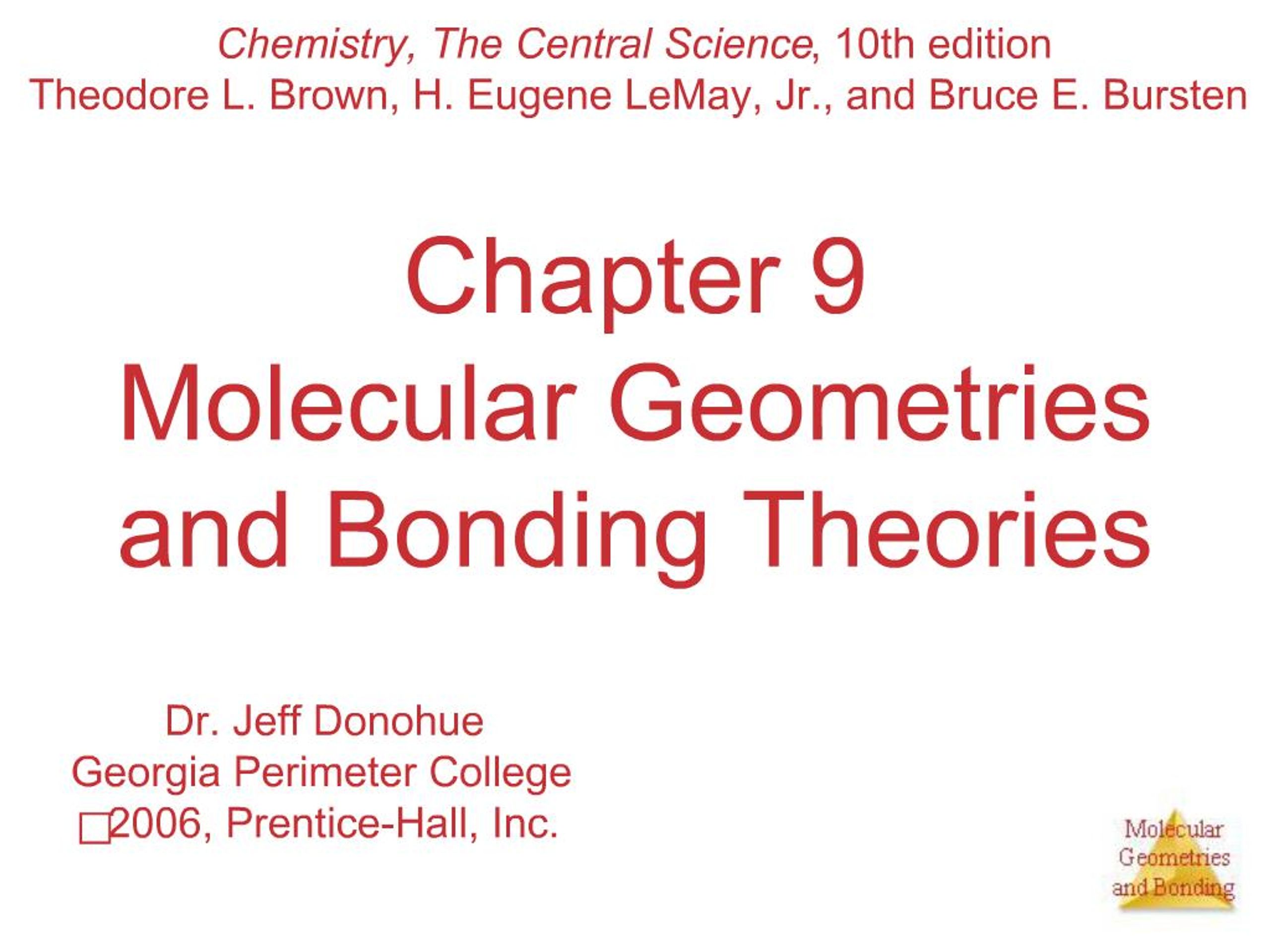 PPT - Chapter 9 Molecular Geometries and Bonding Theories PowerPoint ...