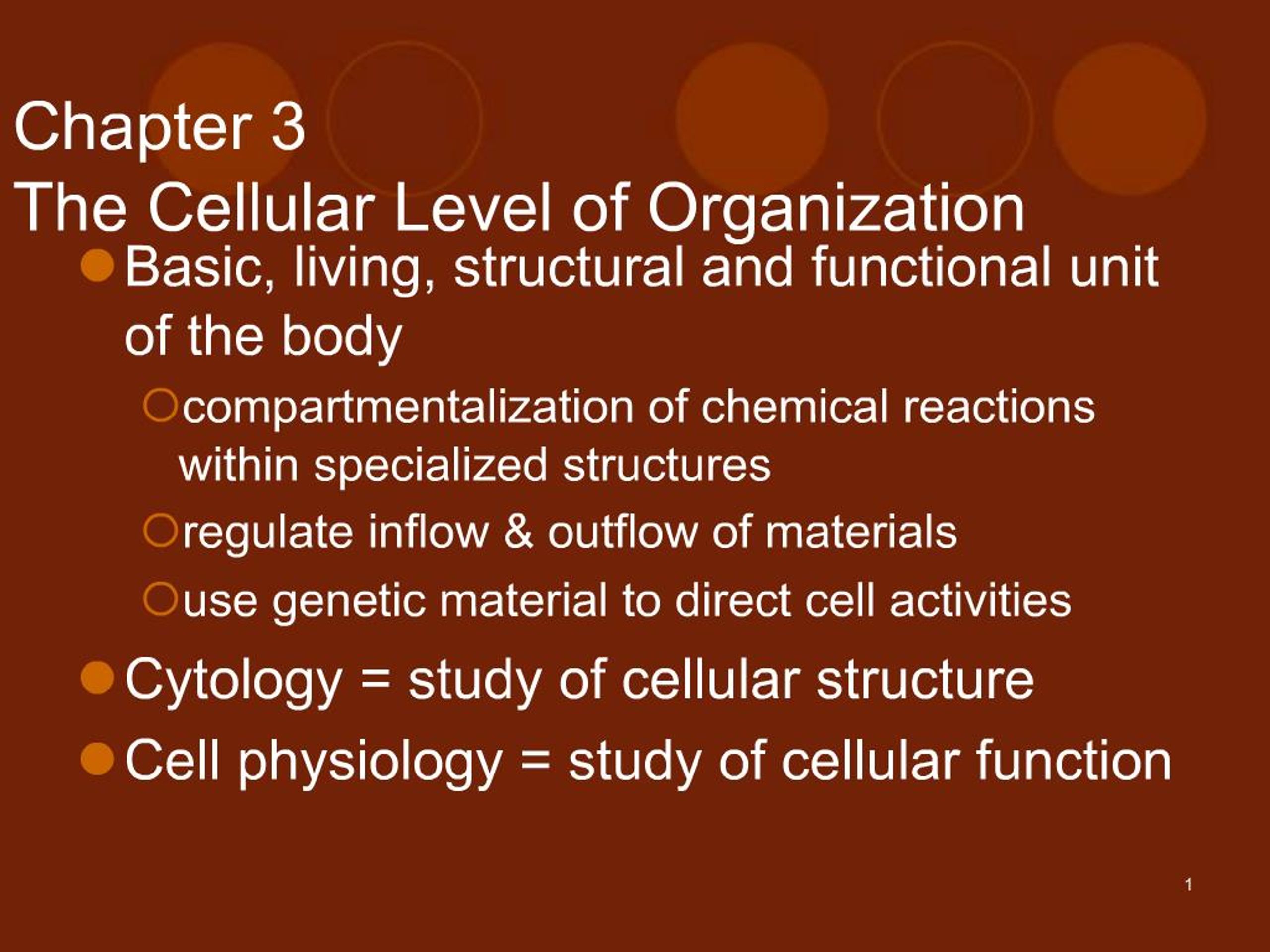 PPT - Chapter 3 The Cellular Level of Organization PowerPoint ...