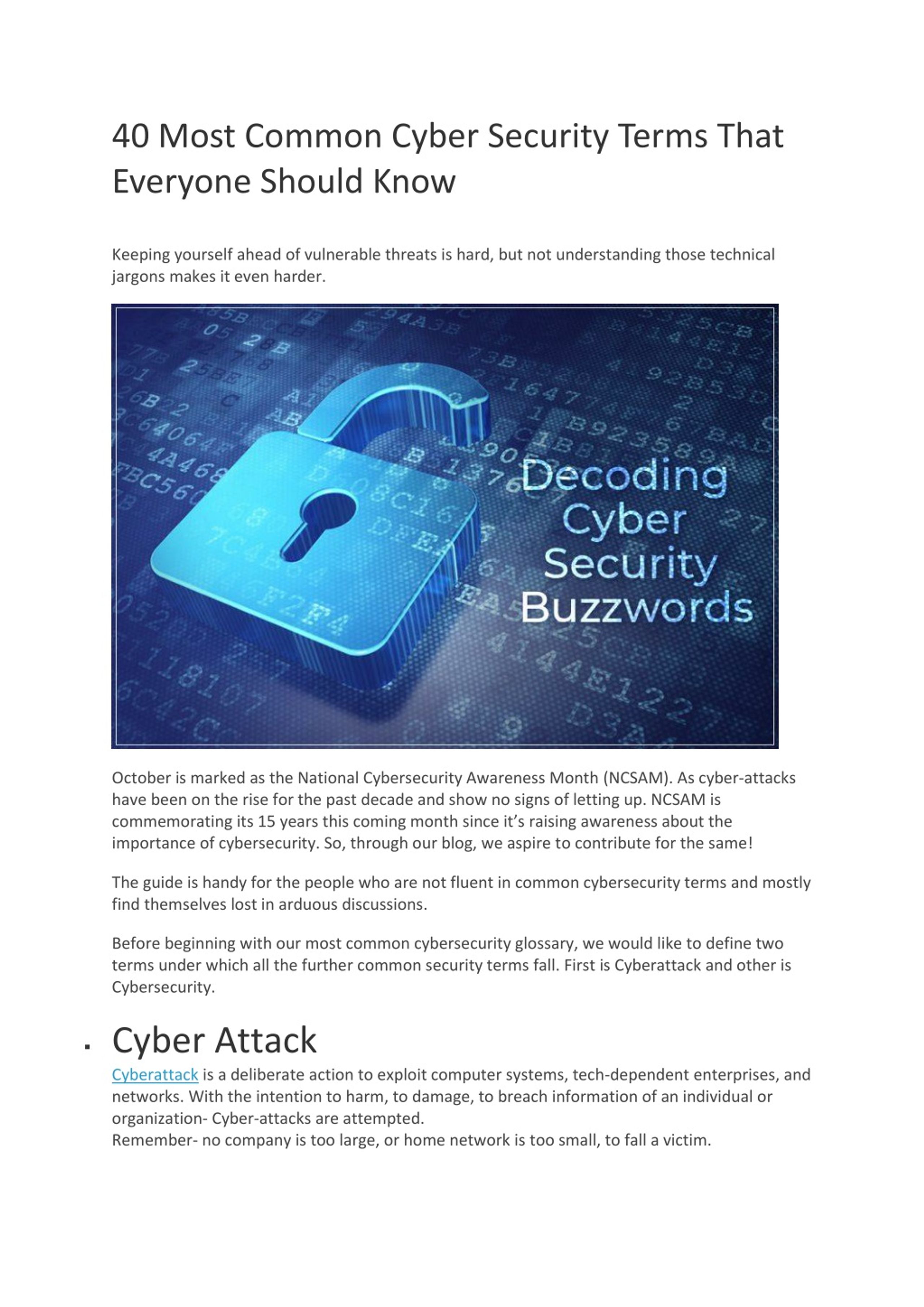 PPT - 40 Most Common Cyber Security Terms That Everyone Should Know ...