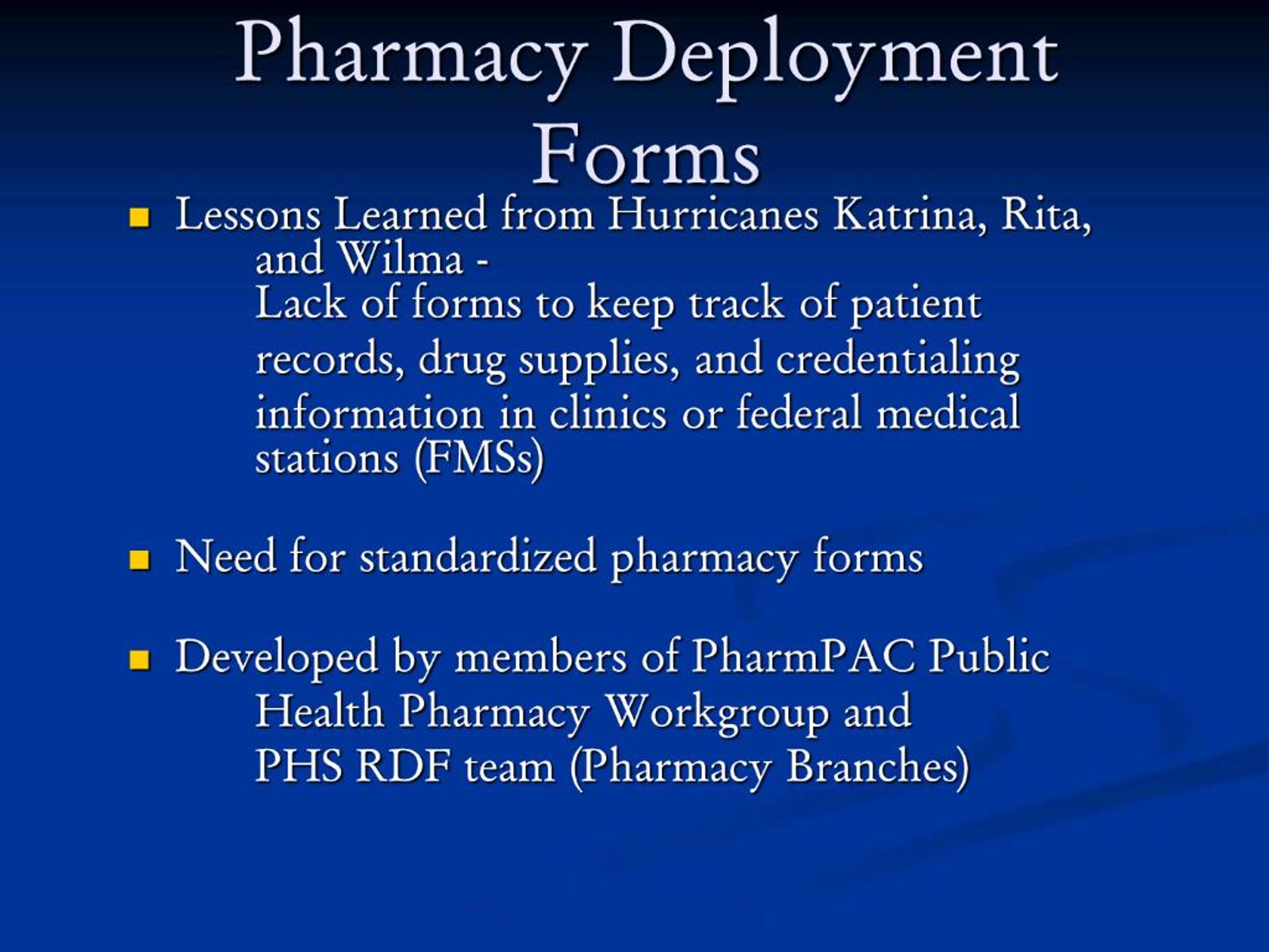 PPT - Pharmacy Deployment Forms PowerPoint Presentation, free download ...