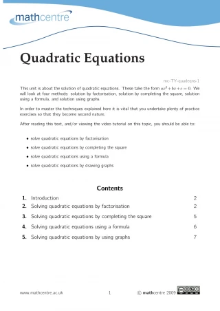 PPT - Year 9: Quadratic Equations PowerPoint Presentation, free ...