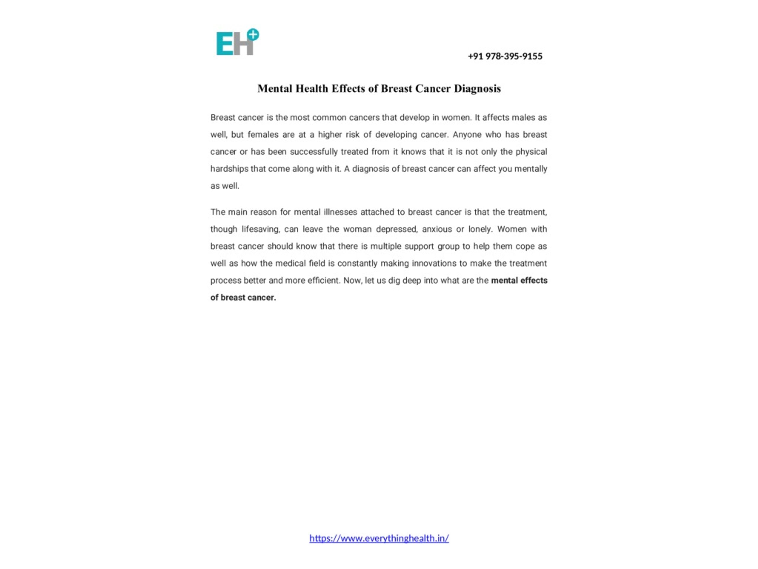 PPT - Mental Health Effects of Breast Cancer Diagnosis PowerPoint ...