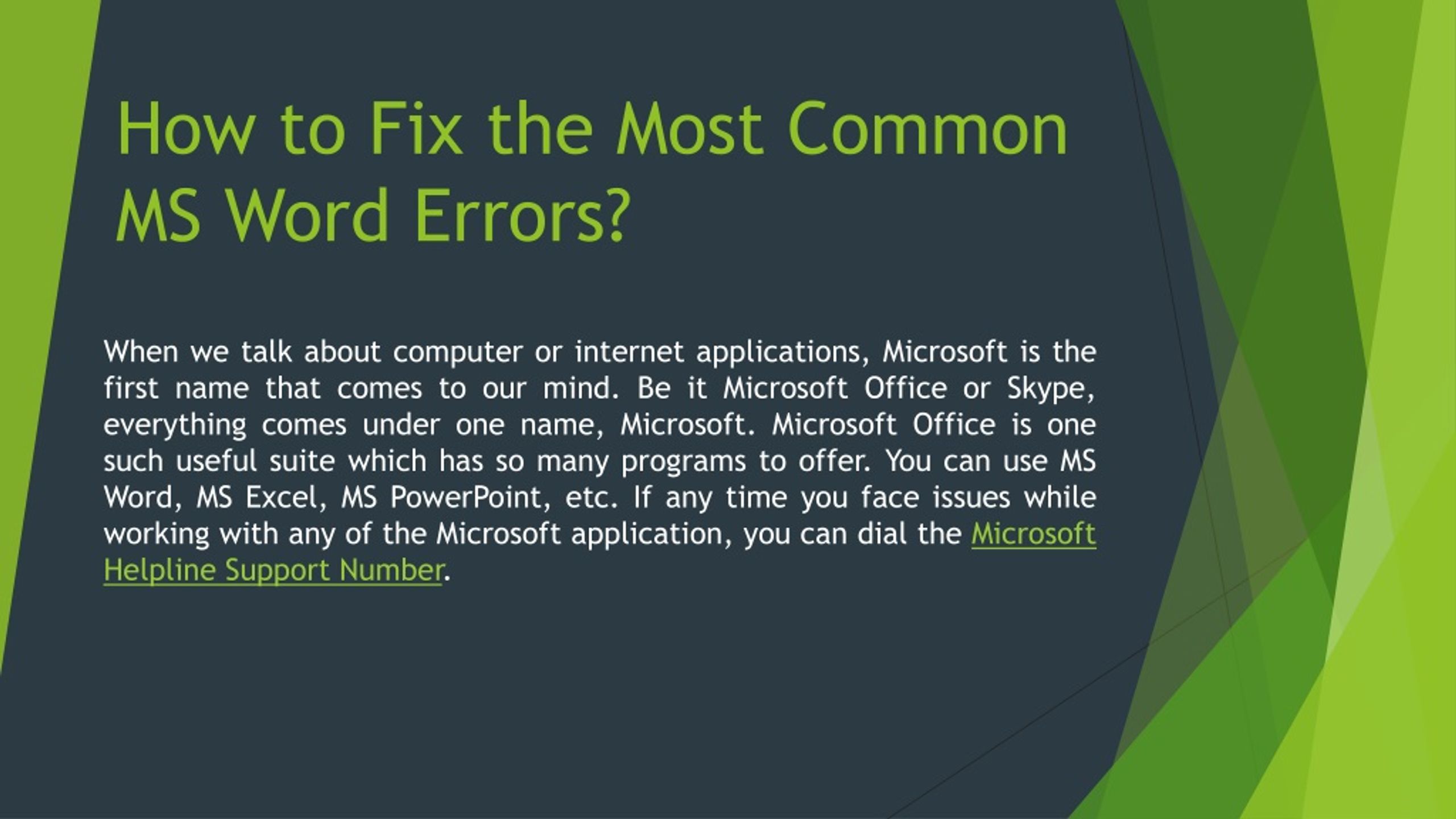 PPT - How to Fix the Most Common MS Word Errors? PowerPoint ...