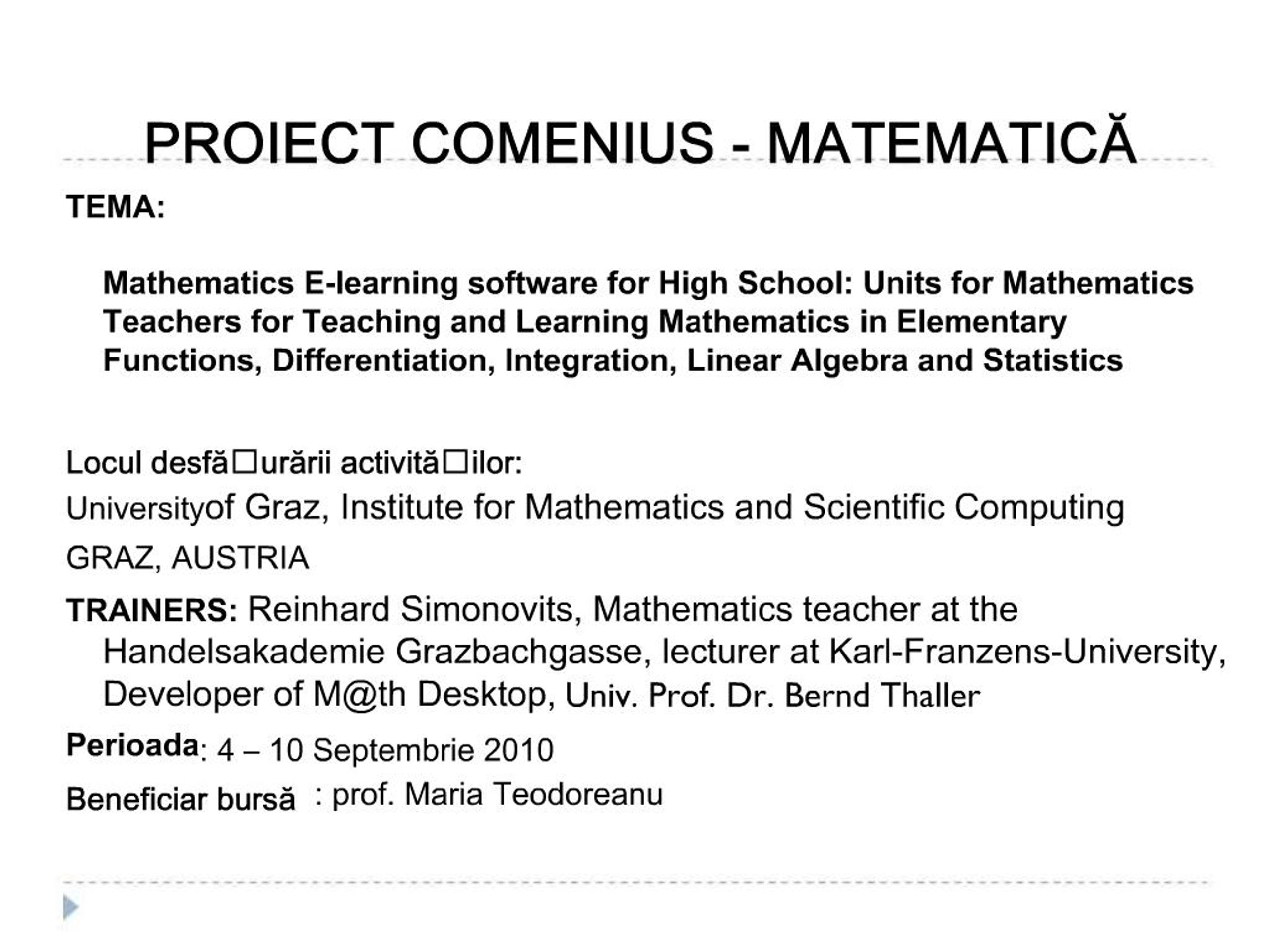 PPT - PROIECT COMENIUS - MATEMATICA PowerPoint Presentation, free ...