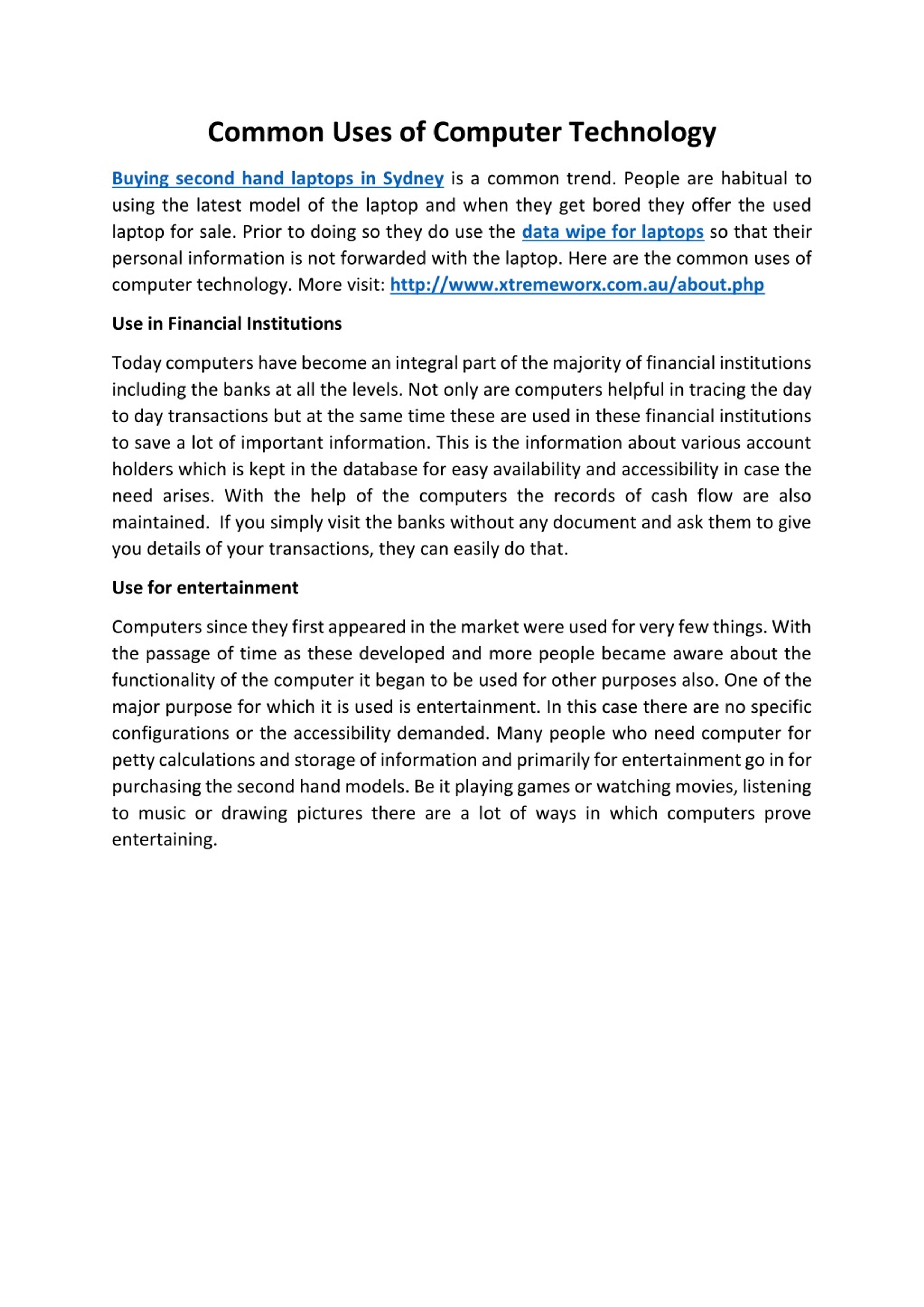 PPT - Common Uses of Computer Technology PowerPoint Presentation, free ...