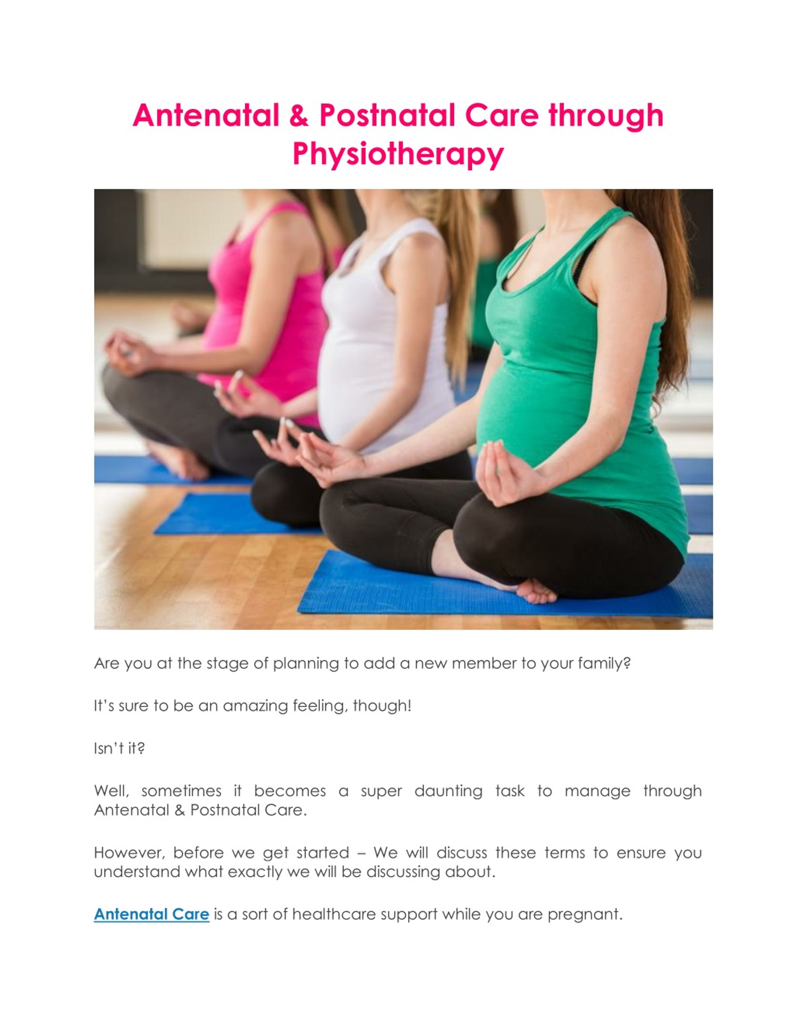 PPT - Antenatal & Postnatal Care through Physiotherapy PowerPoint ...