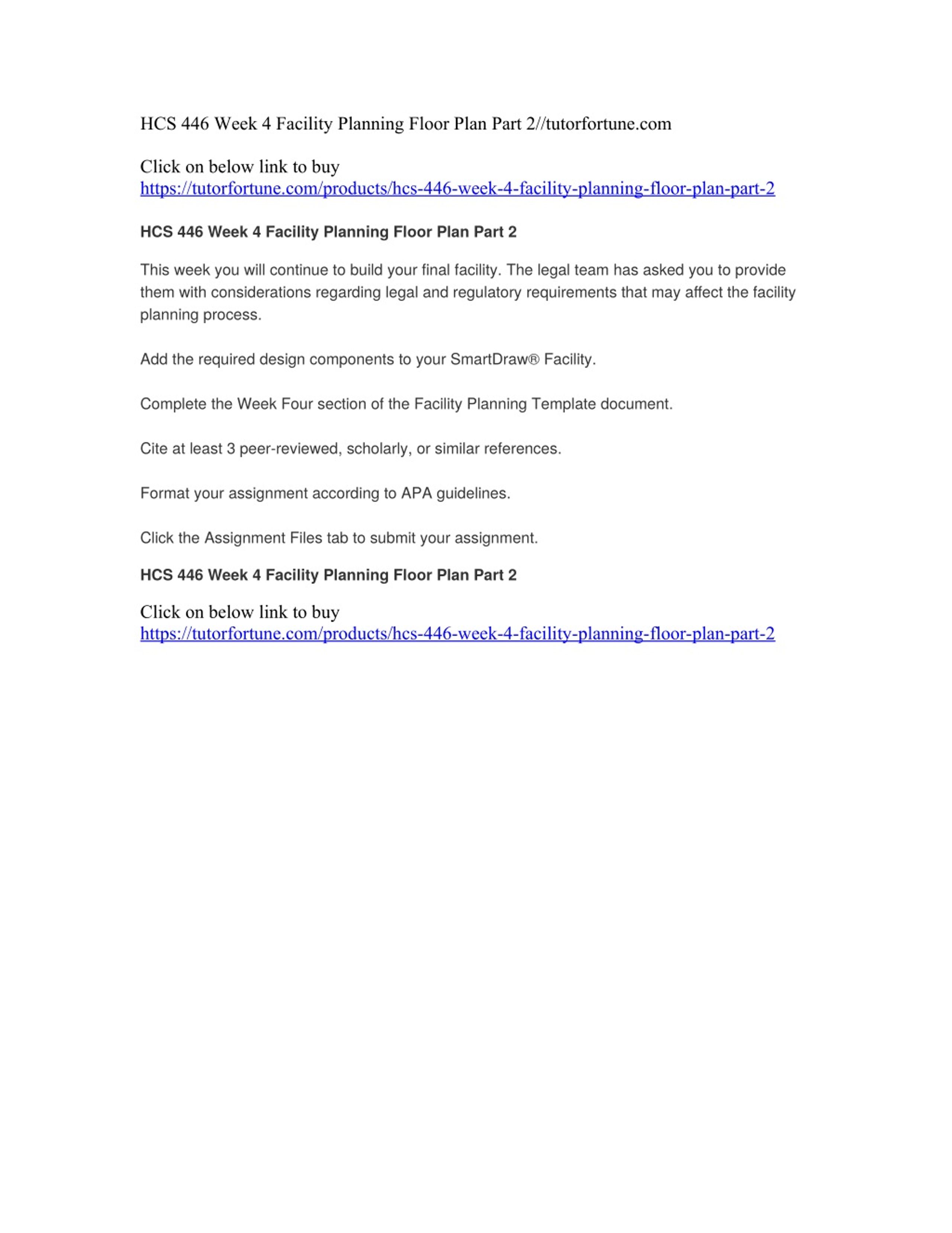 PPT - HCS 446 Week 4 Facility Planning Floor Plan Part 2//tutorfortune ...