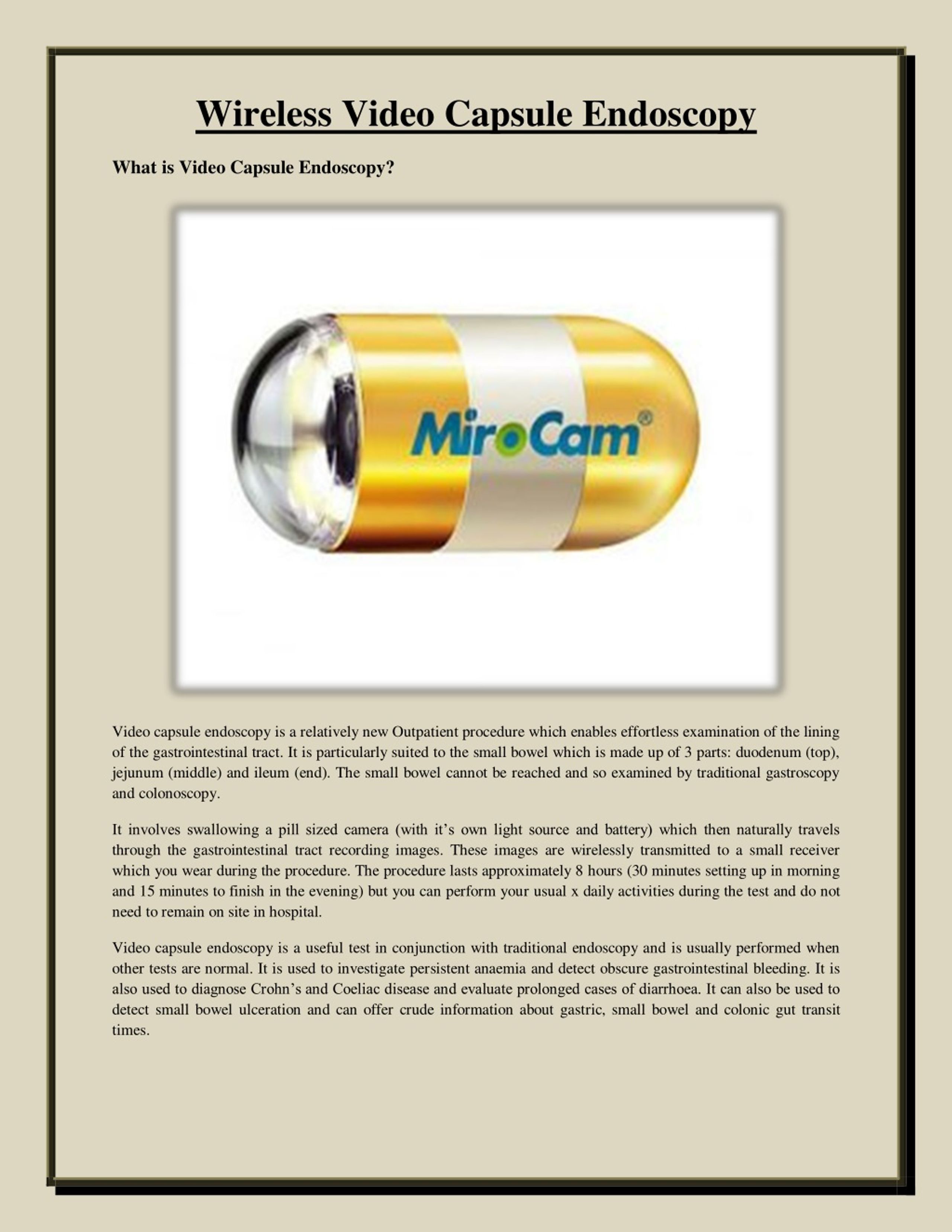 PPT - Wireless Video Capsule Endoscopy PowerPoint Presentation, free ...