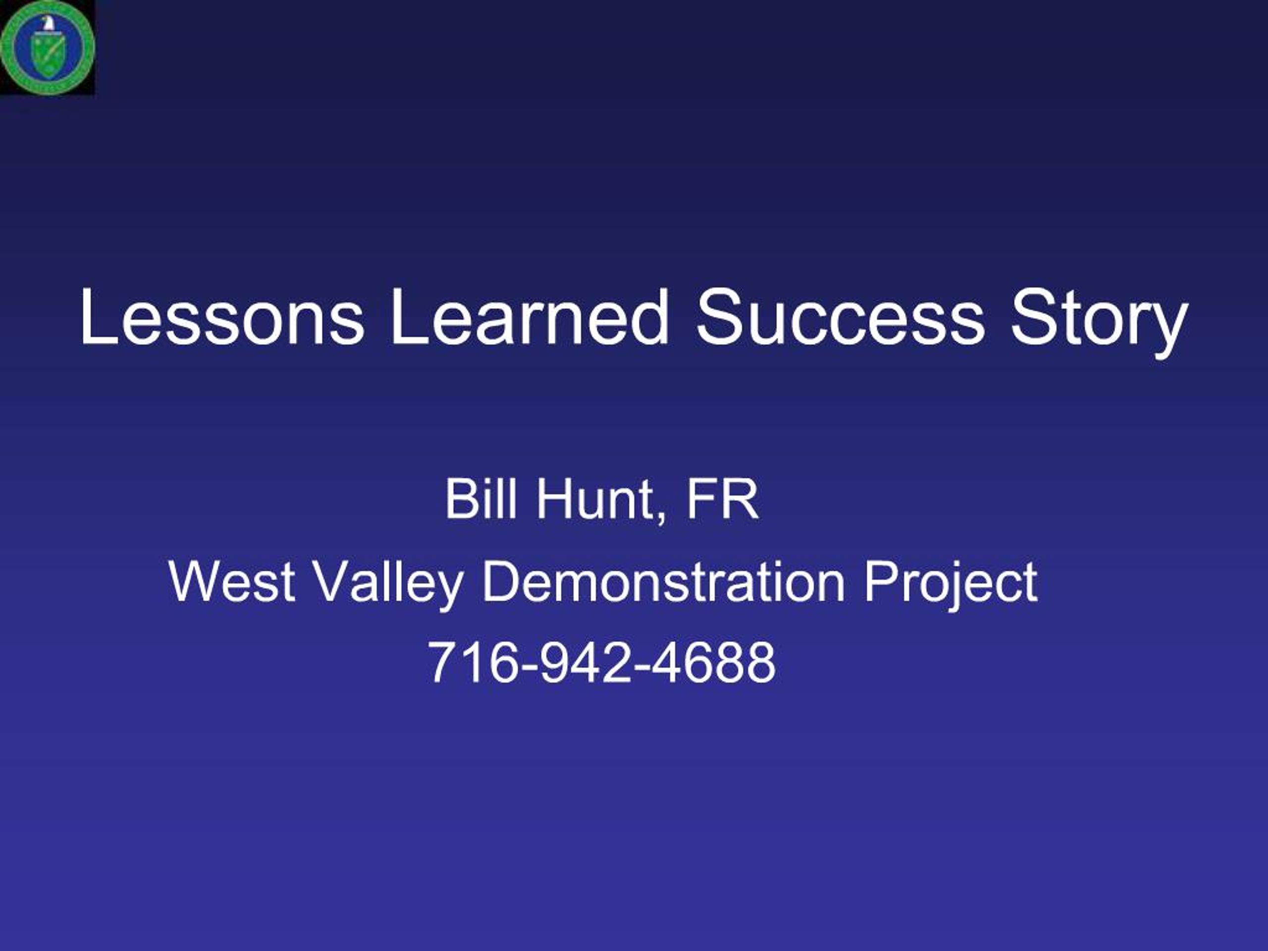 PPT - Lessons Learned Success Story PowerPoint Presentation, free ...