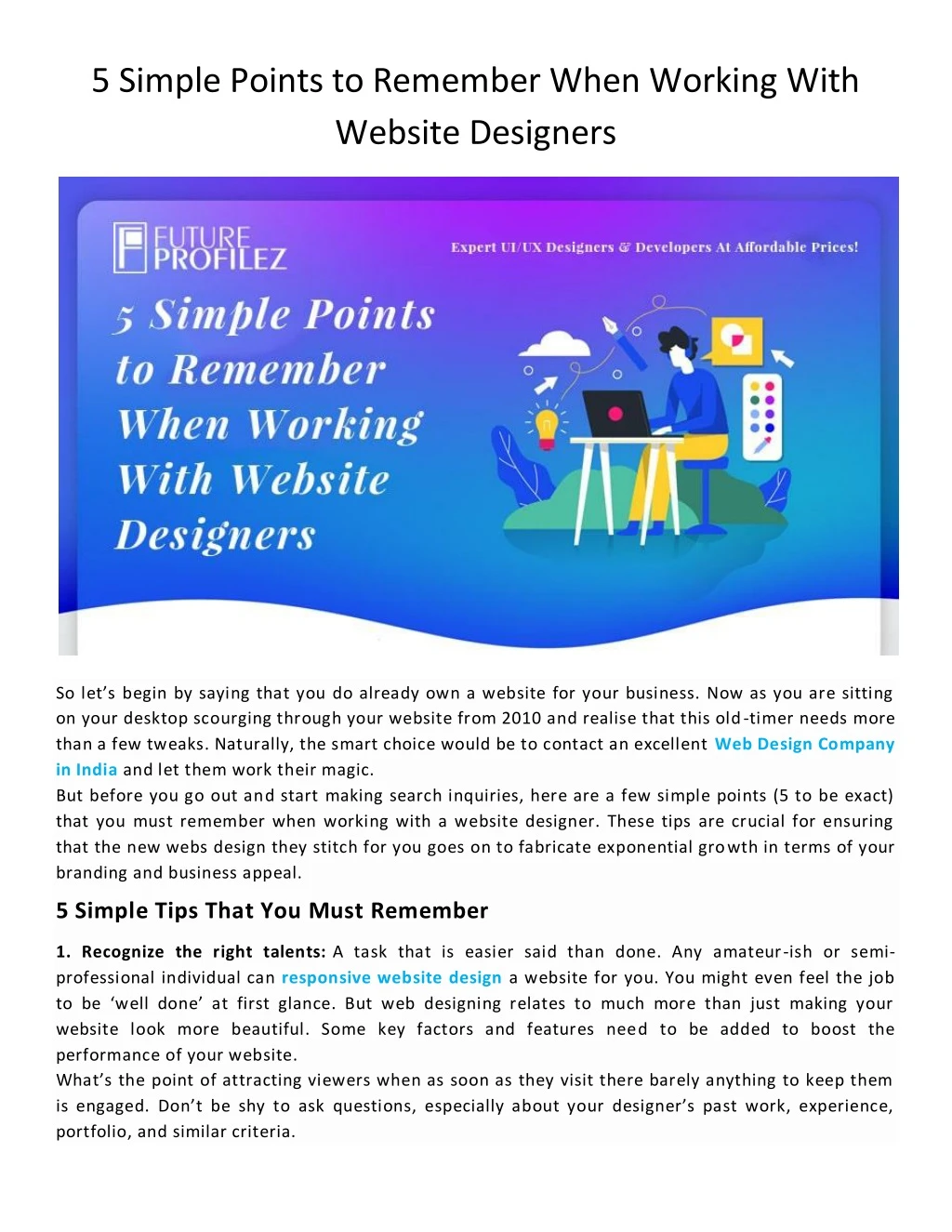 PPT 5 Simple Points To Remember When Working With Website Designers