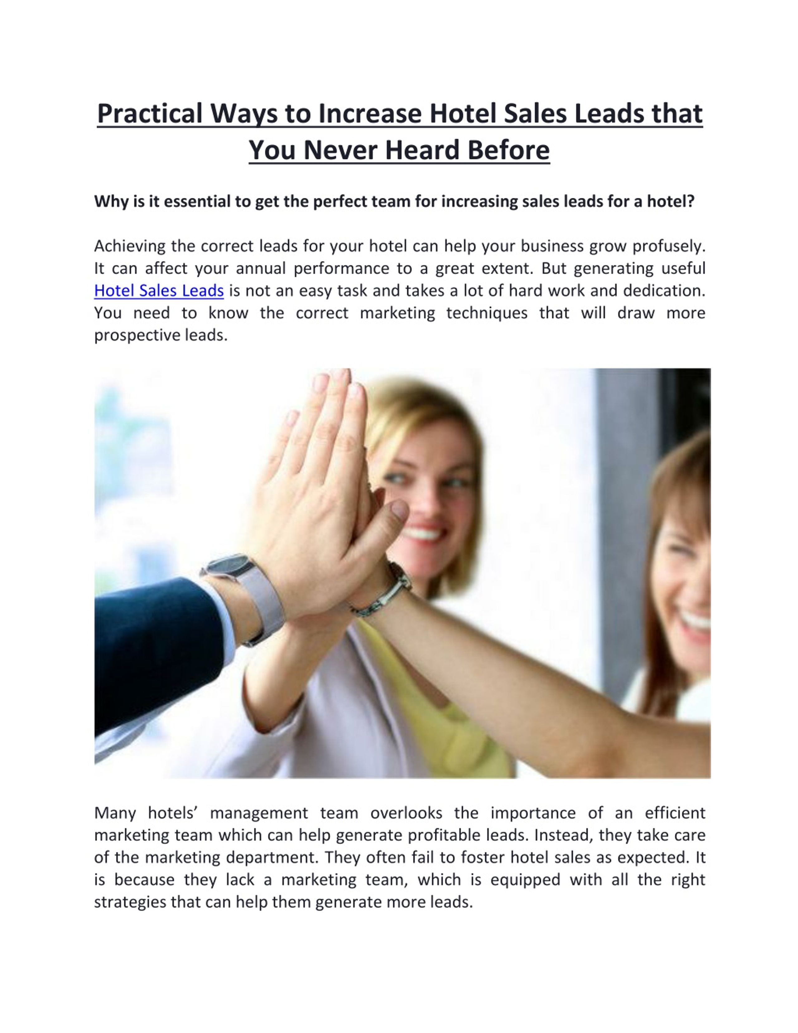 PPT - Practical Ways to Increase Hotel Sales Leads that You Never Heard ...