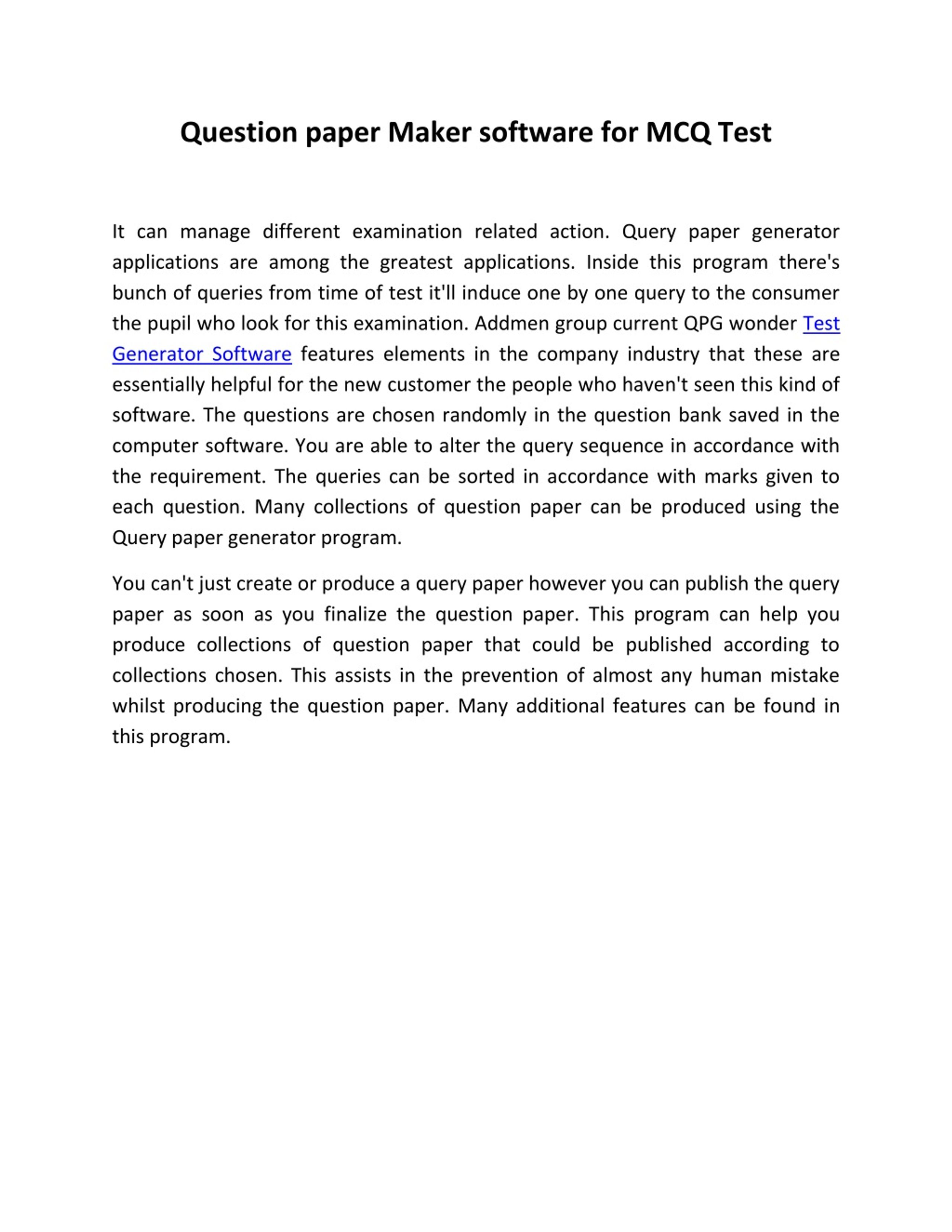 PPT - Question paper Maker software for MCQ Test PowerPoint ...