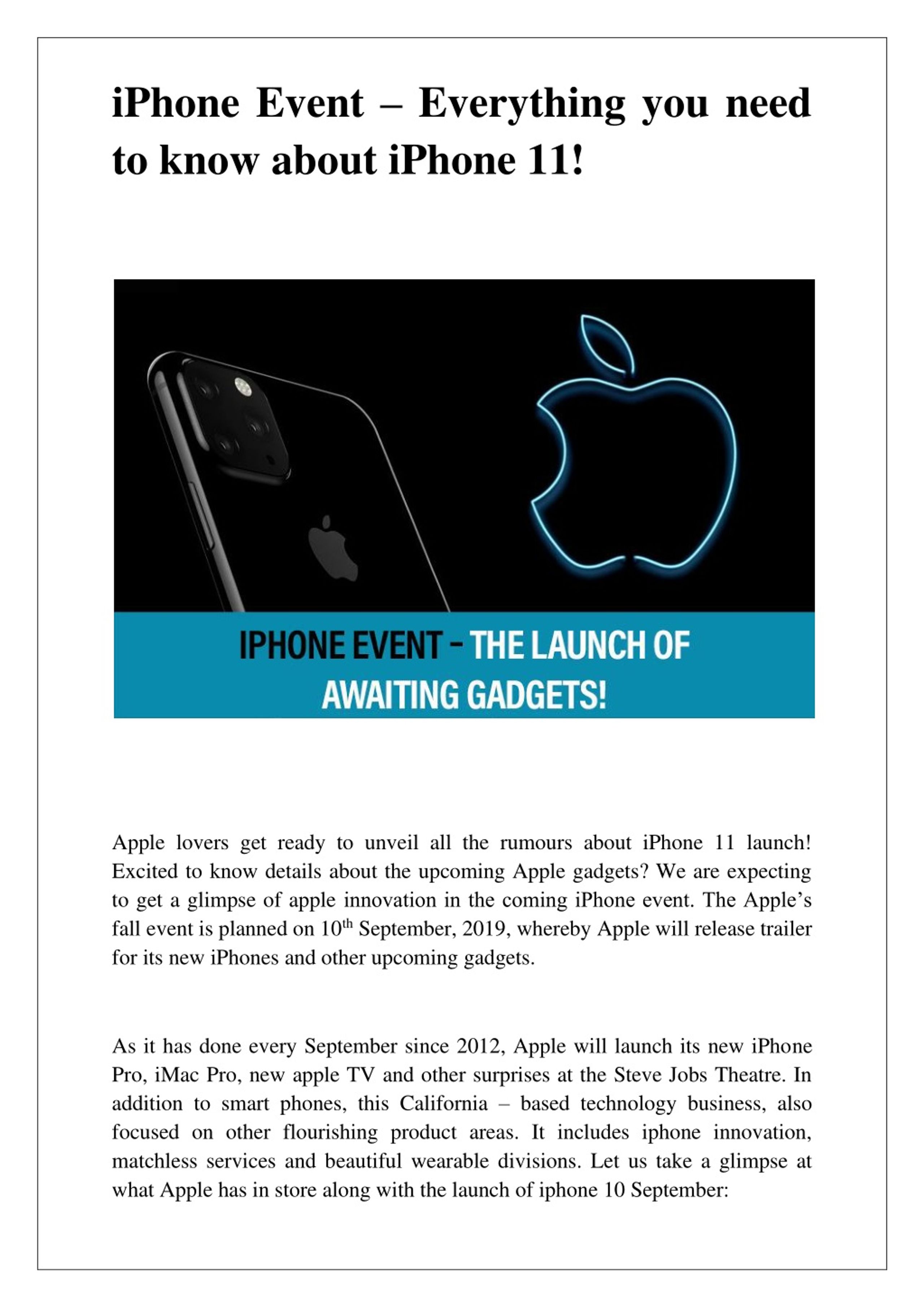 PPT - iPhone event – everything you need to know about iPhone 11 ...