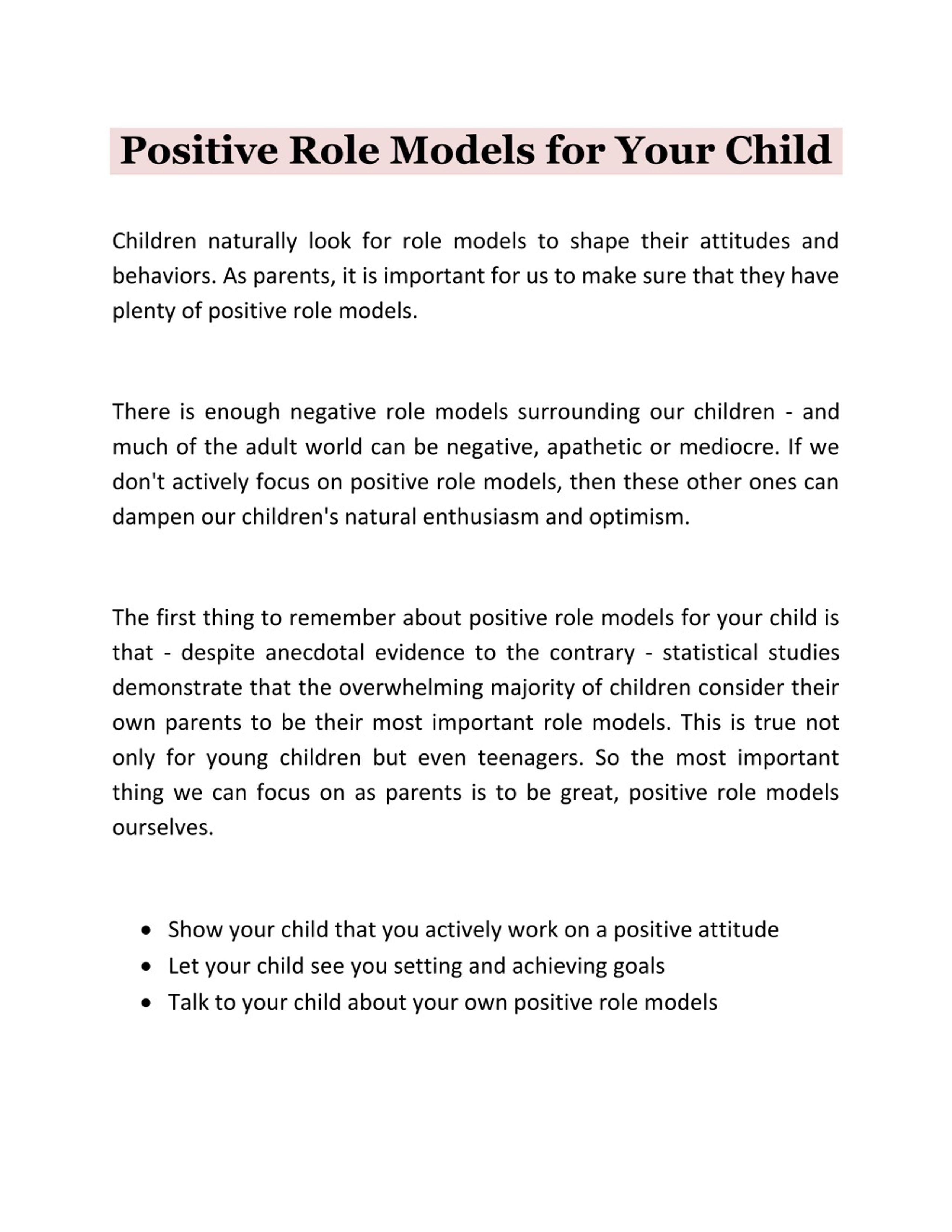 PPT - Positive Role Models for Your Child PowerPoint Presentation, free ...