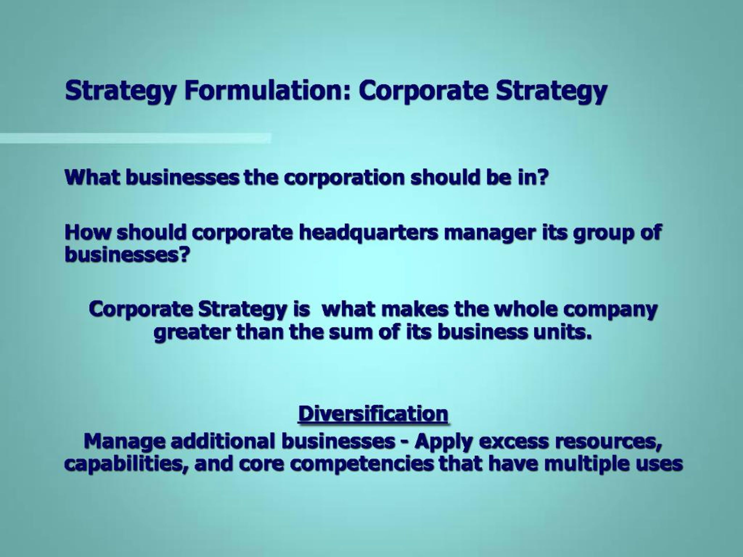 PPT - Strategy Formulation: Corporate Strategy PowerPoint Presentation ...