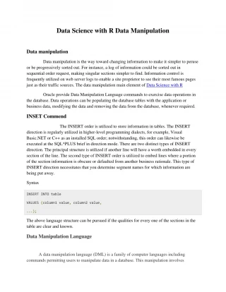 PPT - Data Manipulation, R PowerPoint Presentation, free download - ID:2345140