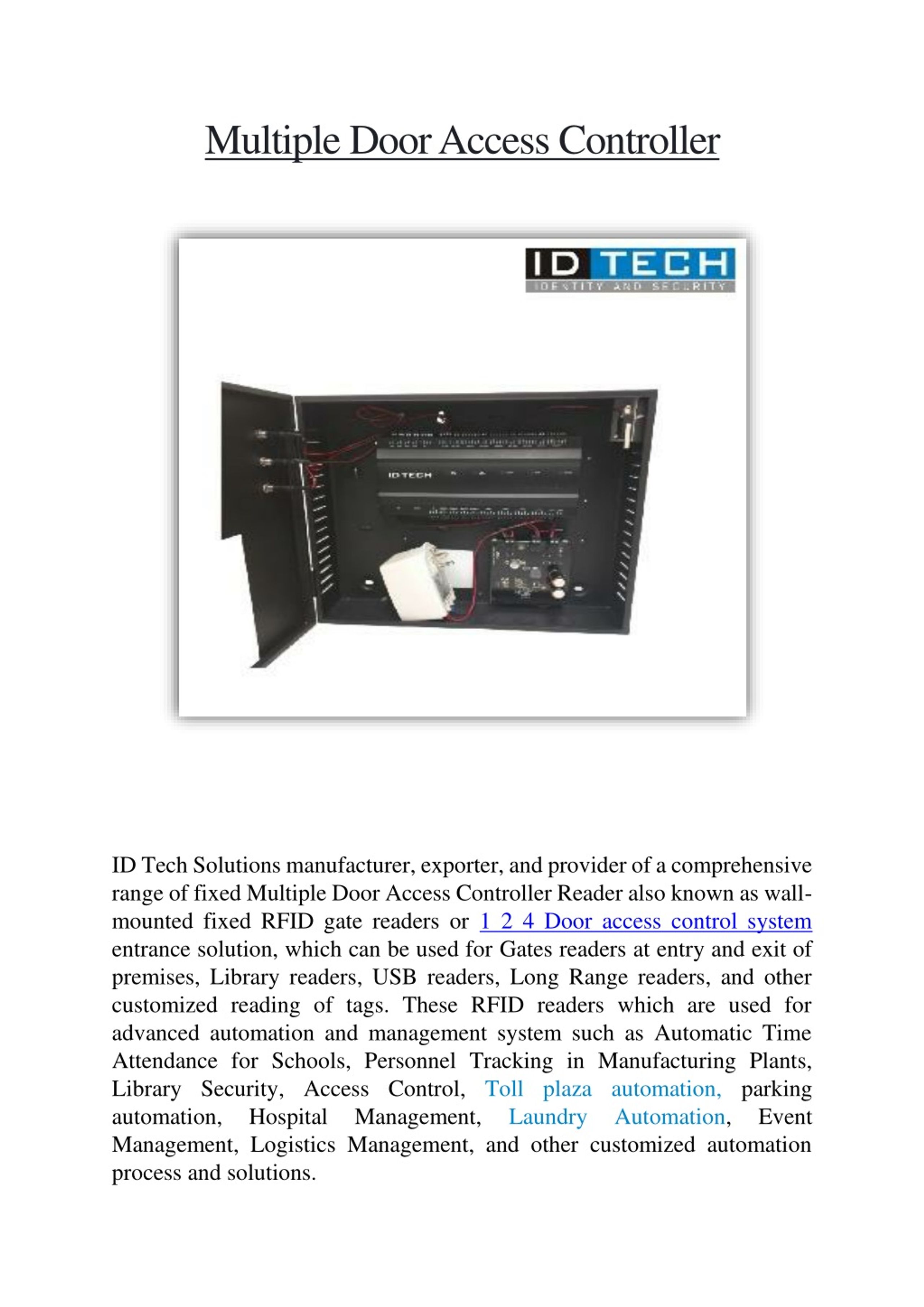 PPT - Multiple Door Access Controller System | Biometric 1 2 4 Door ...