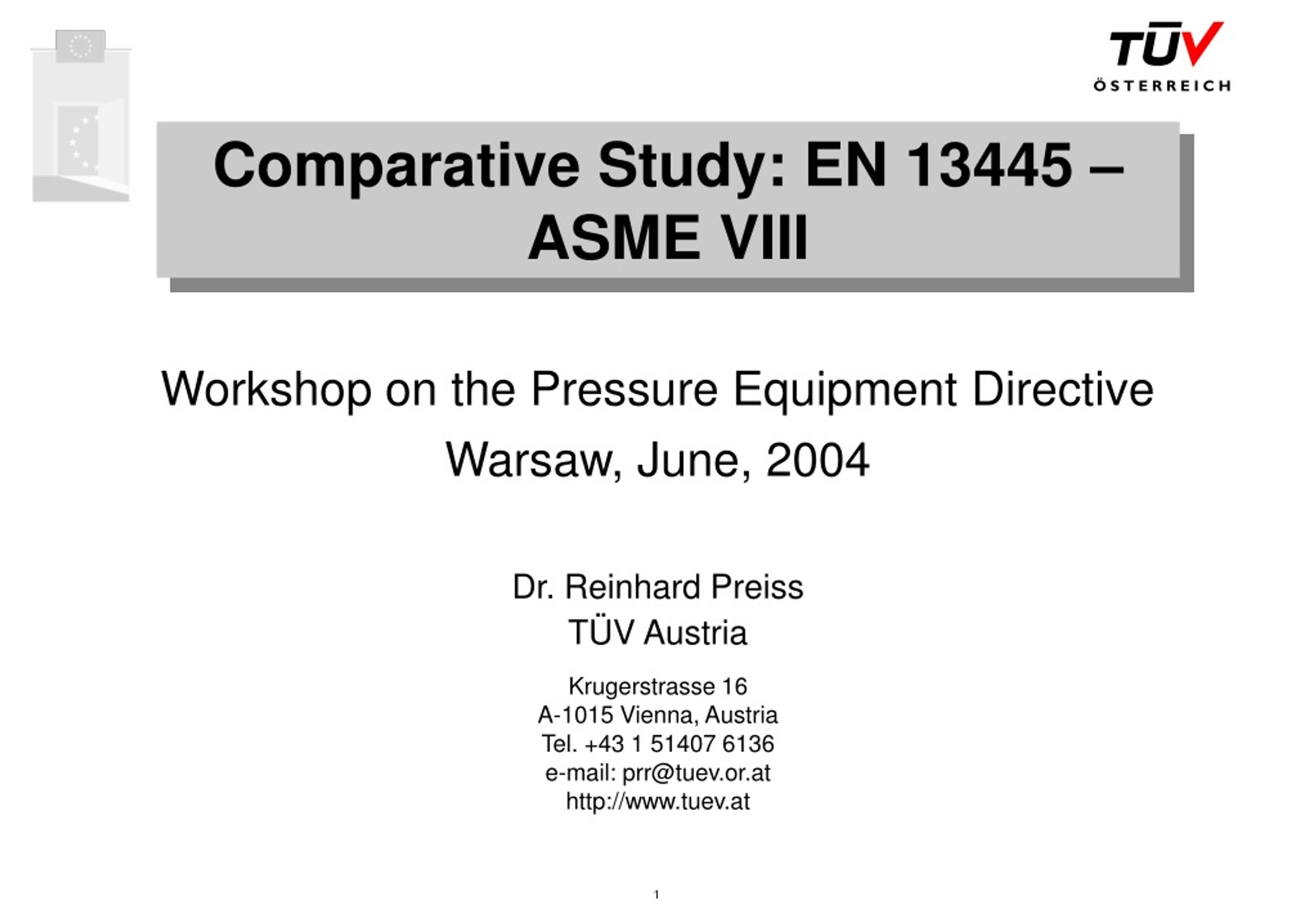PPT - Comparative Study: EN 13445 – ASME VIII PowerPoint Presentation ...
