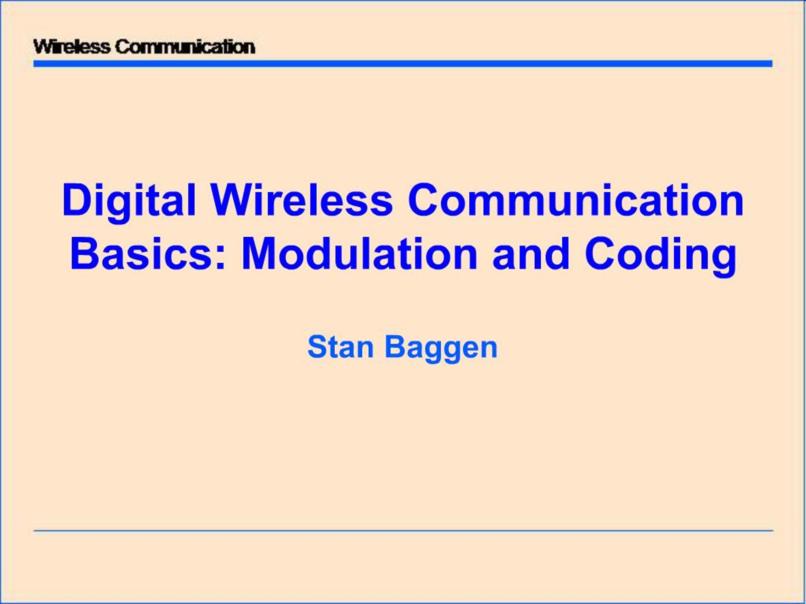 PPT - Digital Wireless Communication Basics: Modulation and Coding ...