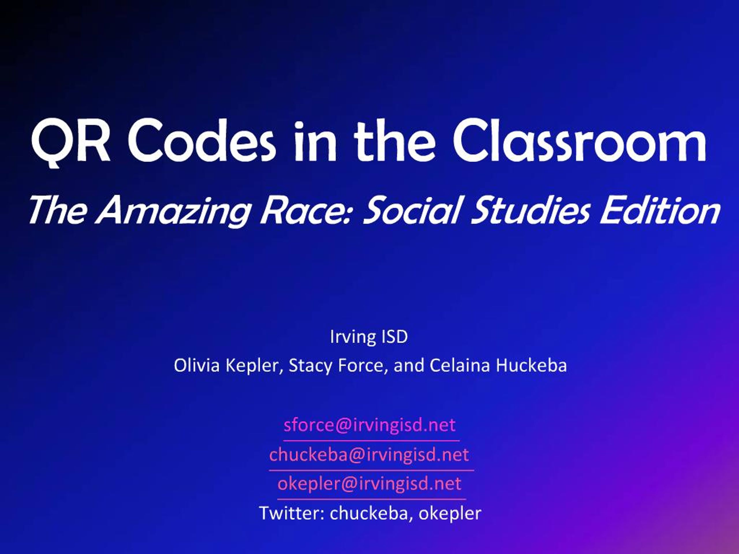 PPT - QR Codes in the Classroom The Amazing Race: Social Studies ...