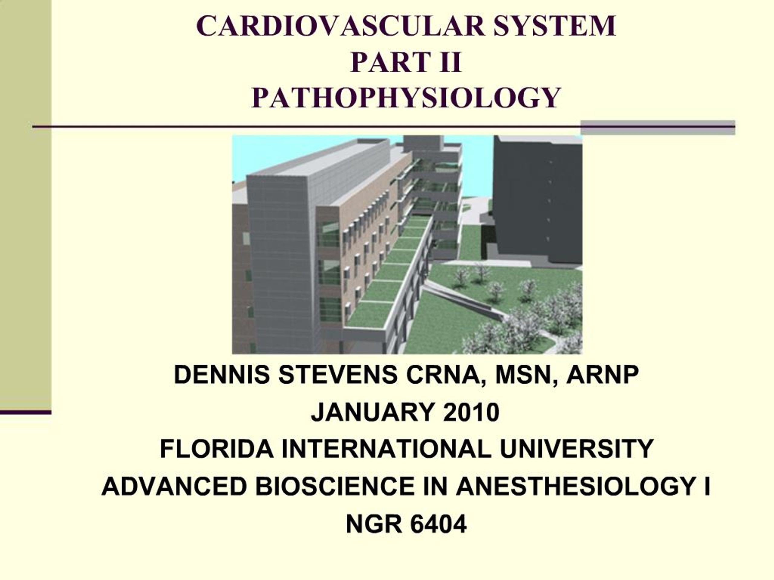 PPT - CARDIOVASCULAR SYSTEM PART II PATHOPHYSIOLOGY PowerPoint ...