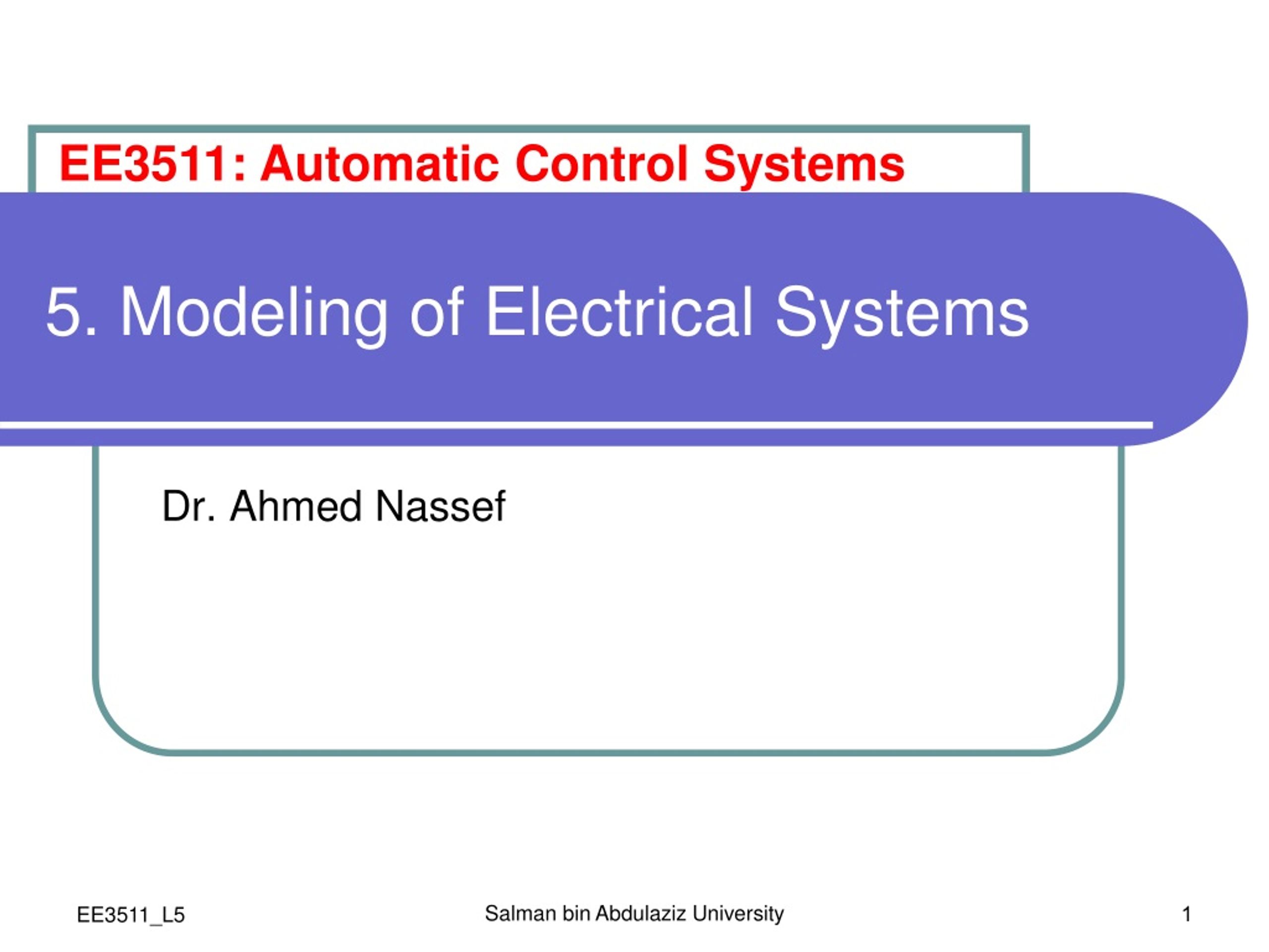 PPT - 5. Modeling of Electrical Systems PowerPoint Presentation, free ...