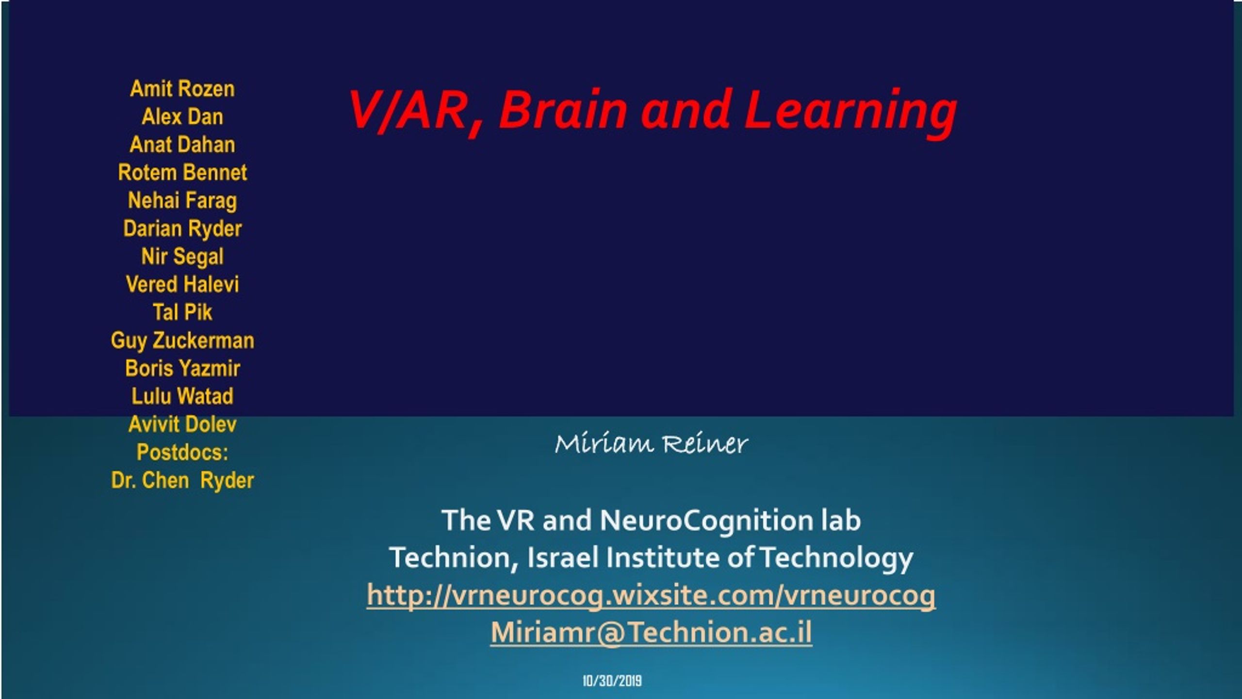 PPT - V/AR, Brain and Learning PowerPoint Presentation, free download ...