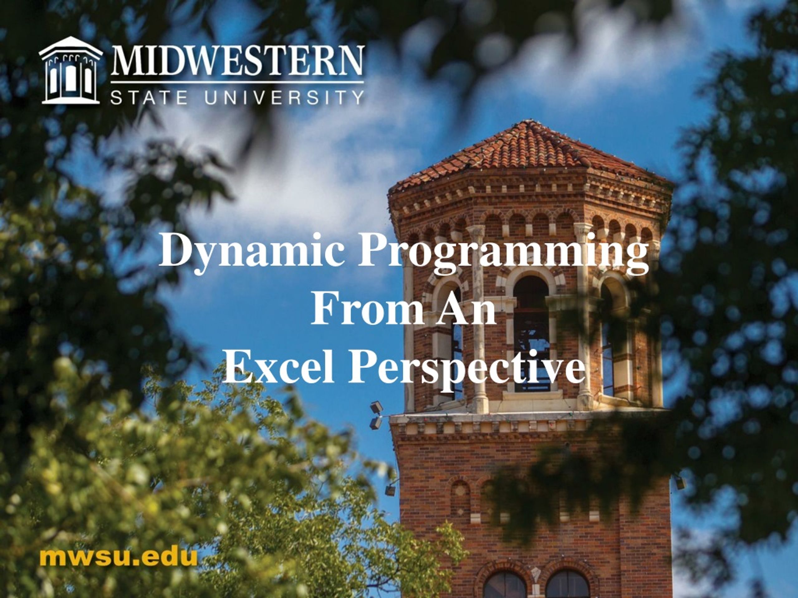 PPT - Dynamic Programming From An Excel Perspective PowerPoint ...