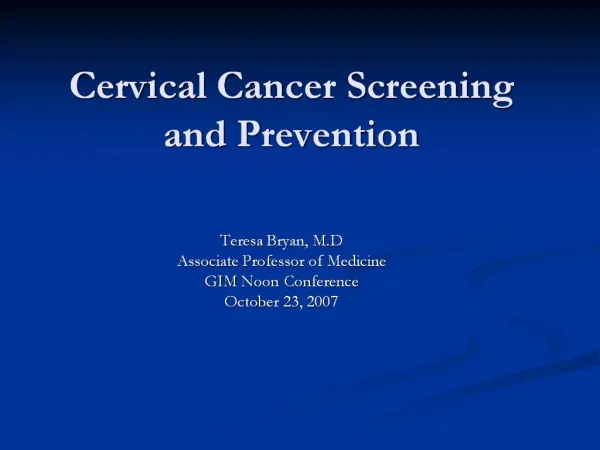 Ppt 2013 Cervical Cancer Screening Powerpoint Presentation Free
