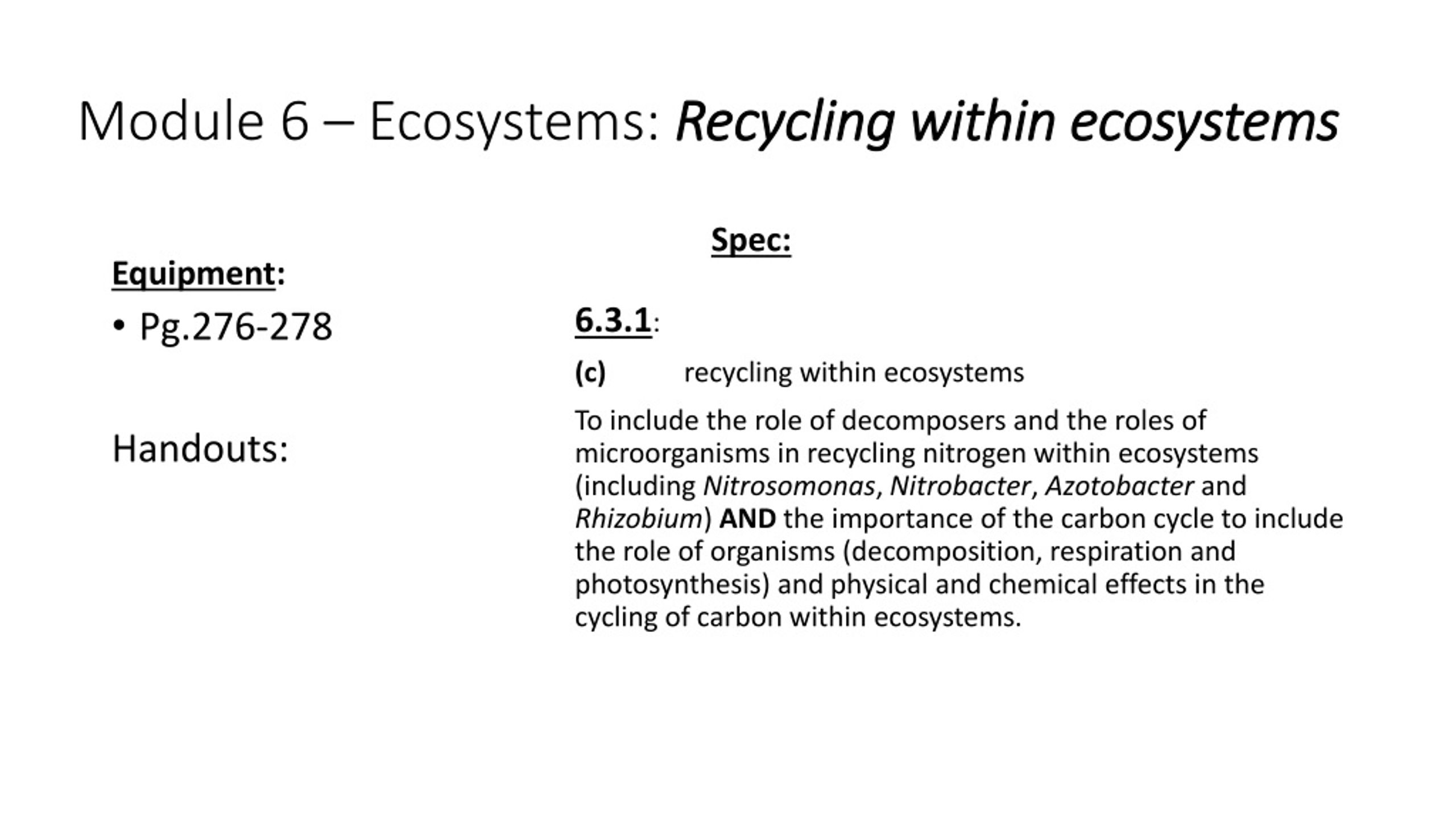 PPT - Module 6 – Ecosystems: Recycling within ecosystems PowerPoint ...