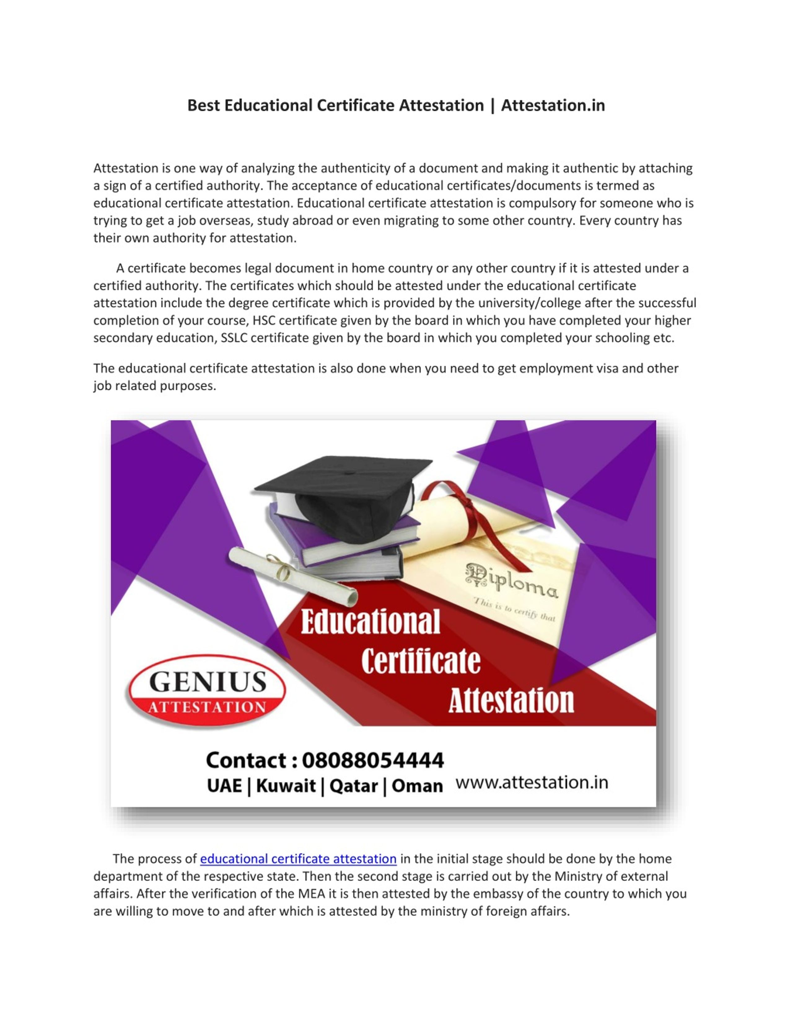 PPT - Best Educational Certificate Attestation | Attestation.in ...