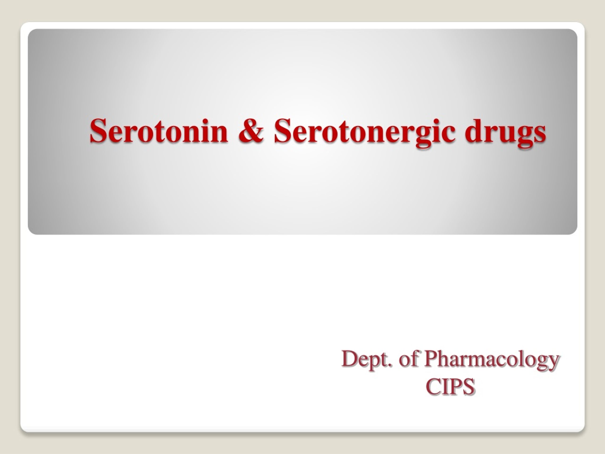 PPT - Serotonin & Serotonergic drugs PowerPoint Presentation, free ...