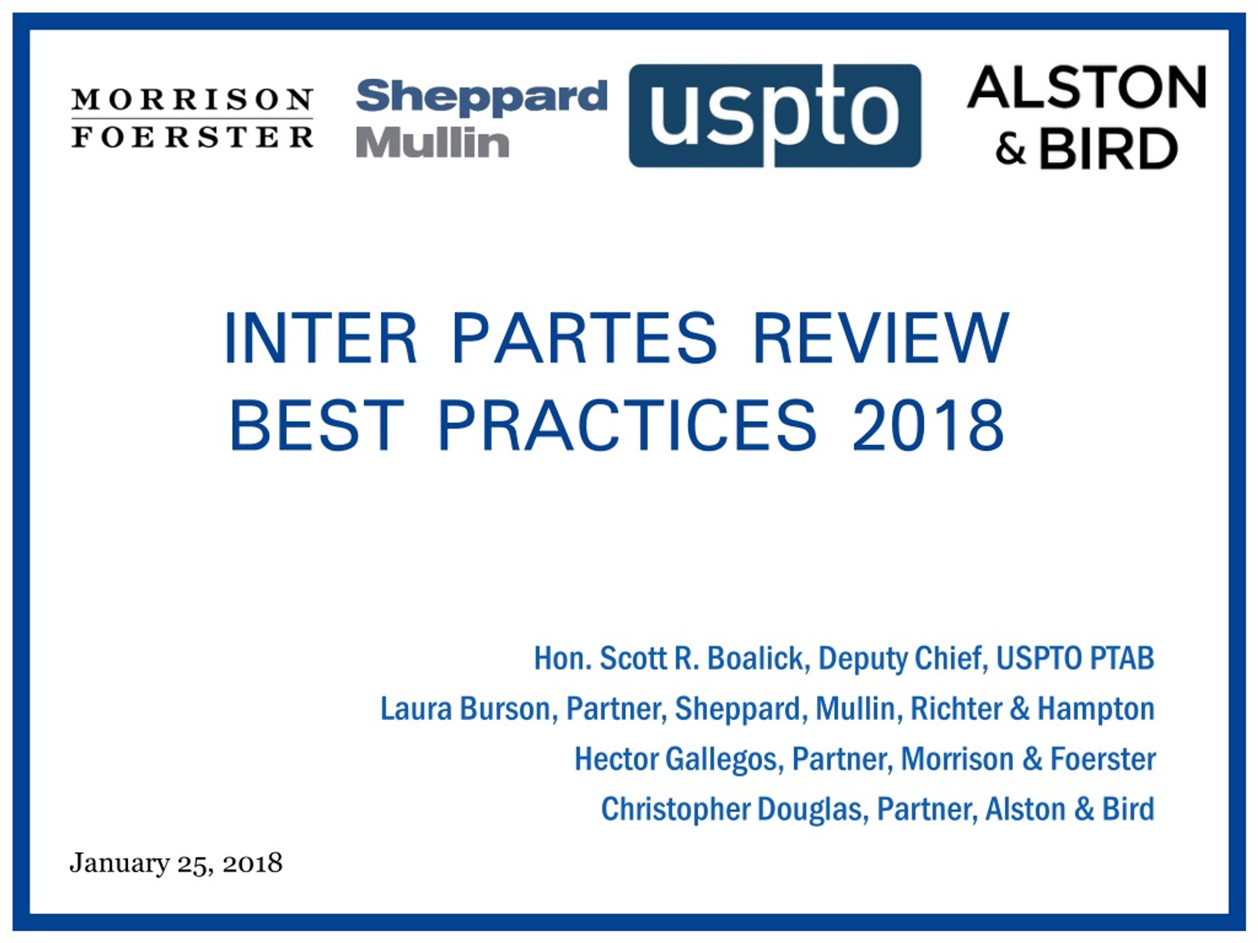 PPT - Inter Partes Review Best Practices 2018 PowerPoint Presentation ...