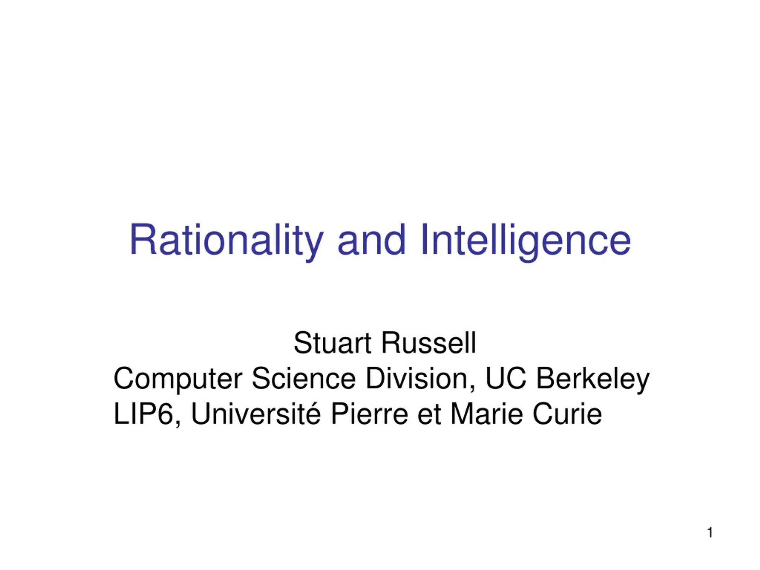 PPT - Rationality and Intelligence PowerPoint Presentation, free ...