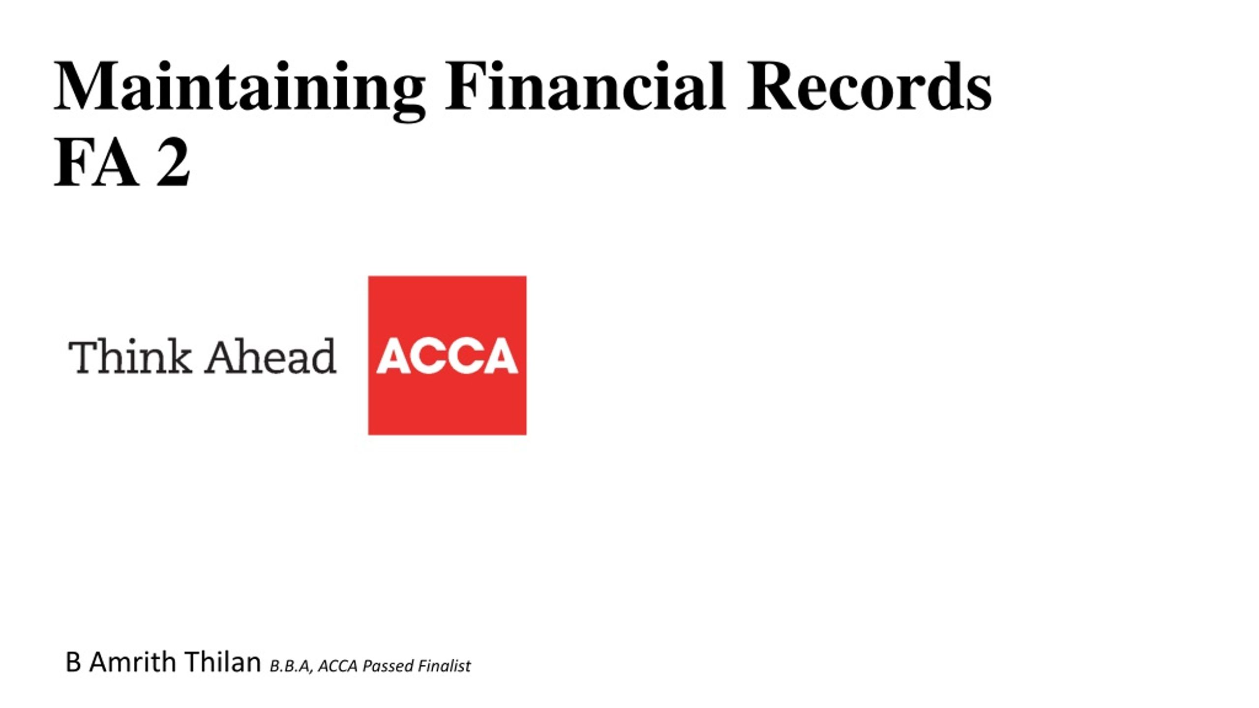 PPT - Maintaining Financial Records FA 2 PowerPoint Presentation, free ...