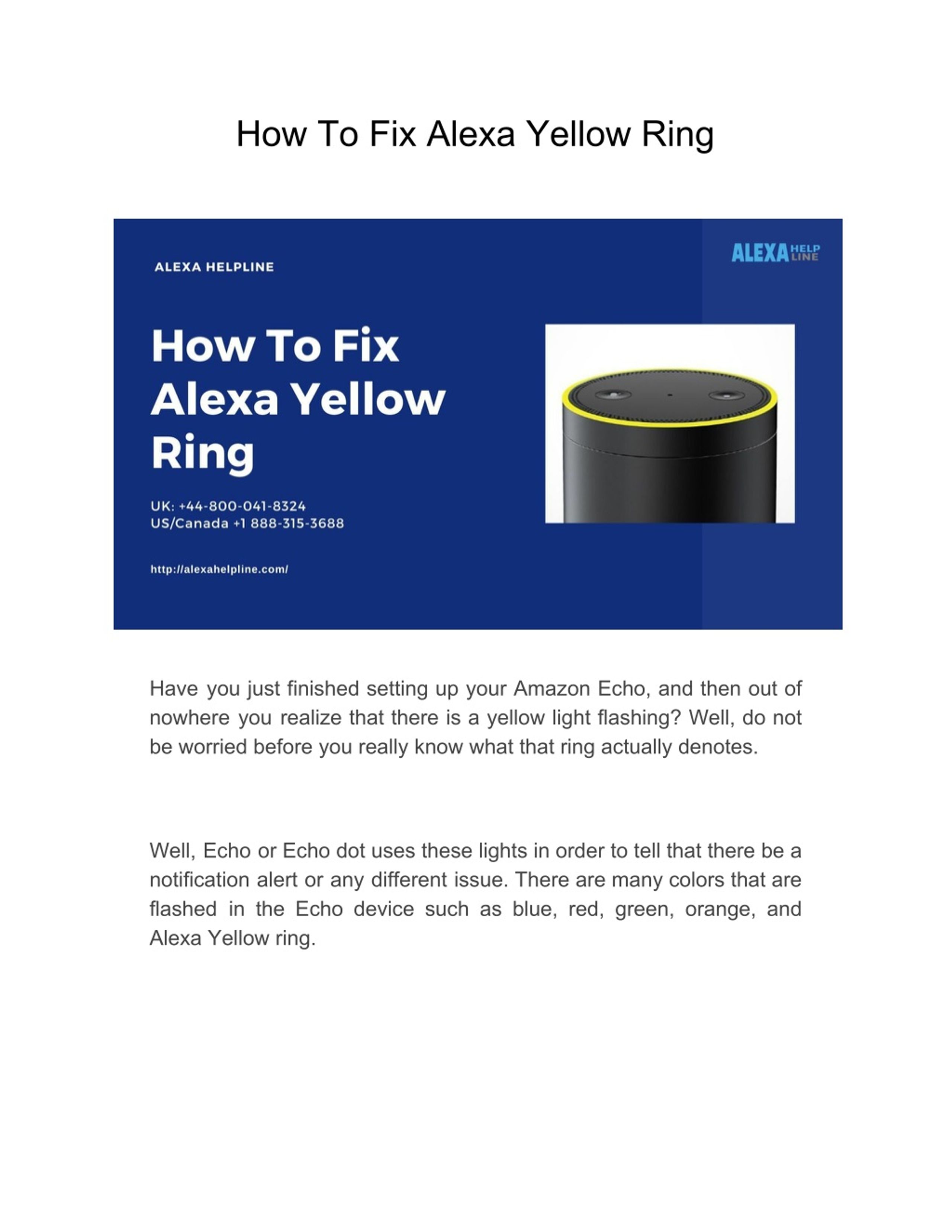 PPT - How To Fix Alexa Yellow Ring | Alexa Helpline PowerPoint ...