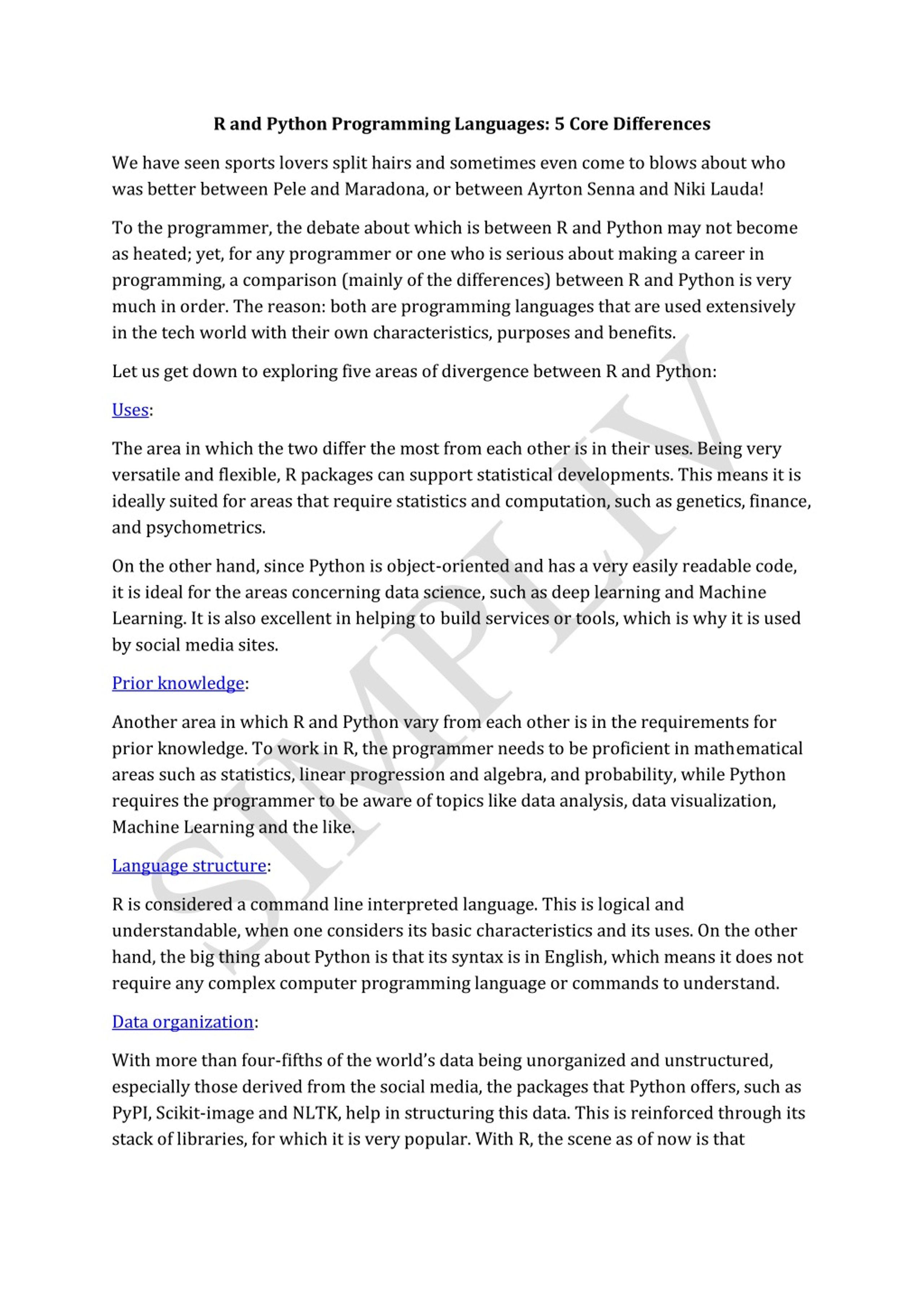 PPT - core differences between R & python programming languages ...