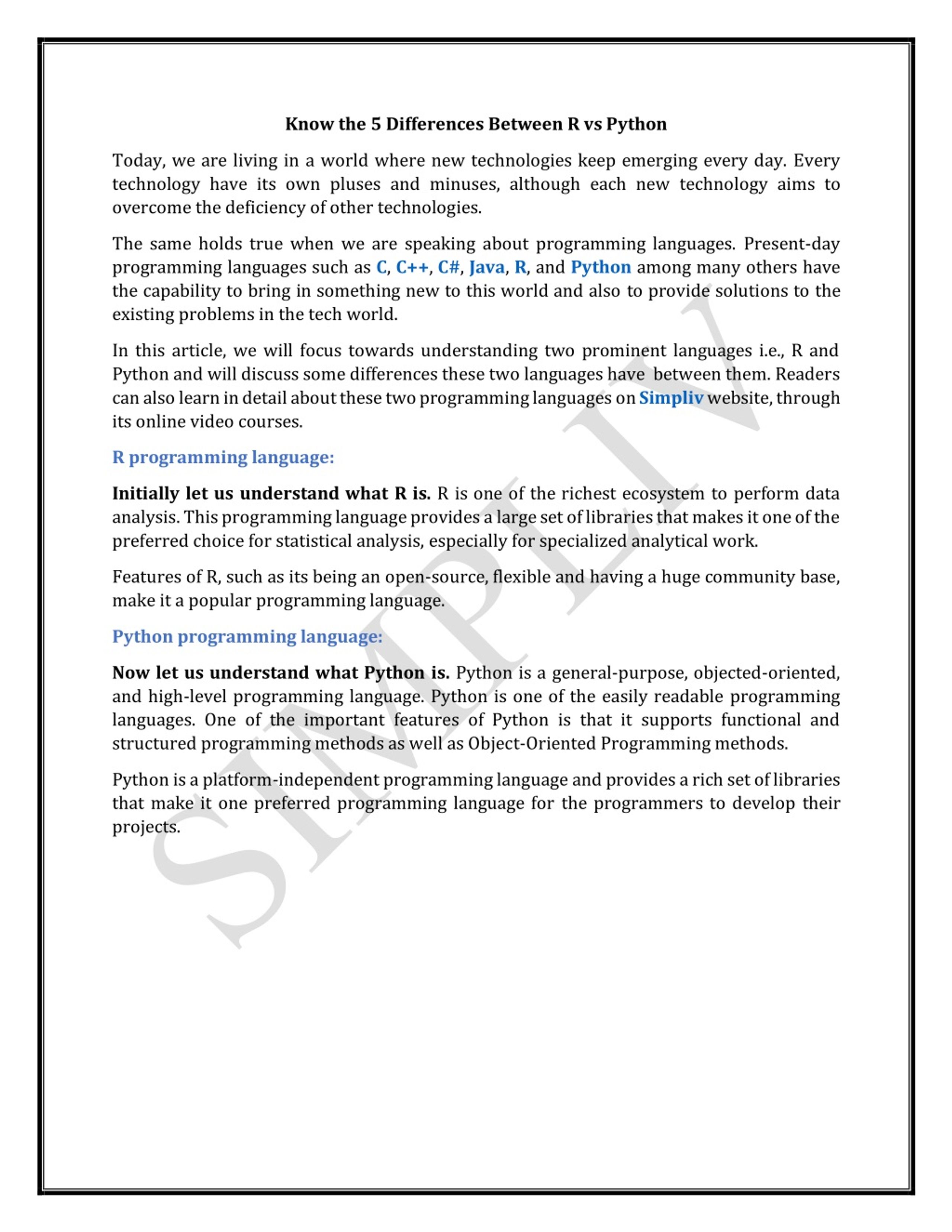 PPT - Differences between R vs Python PowerPoint Presentation, free ...