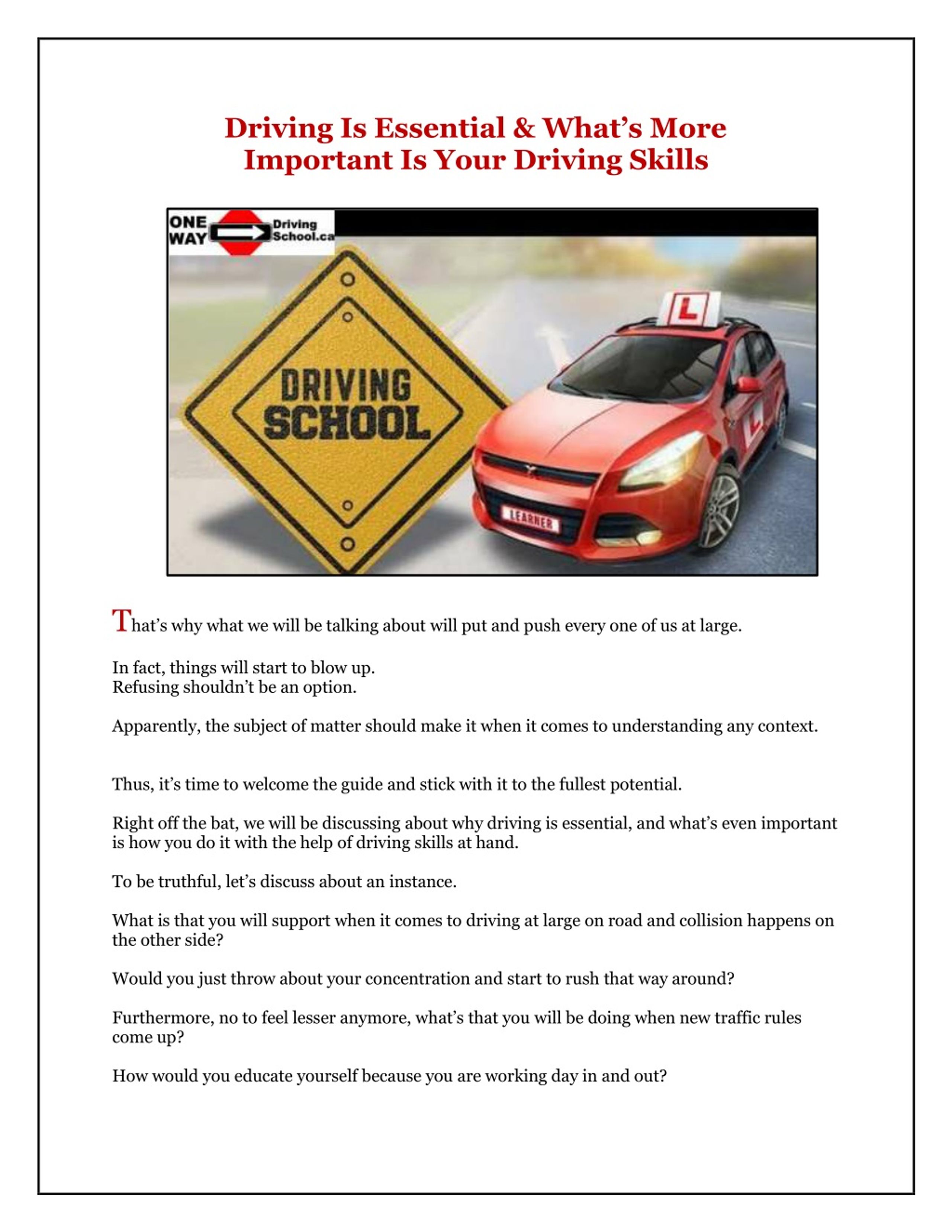 PPT - Driving Is Essential & What’s More Important Is Your Driving ...