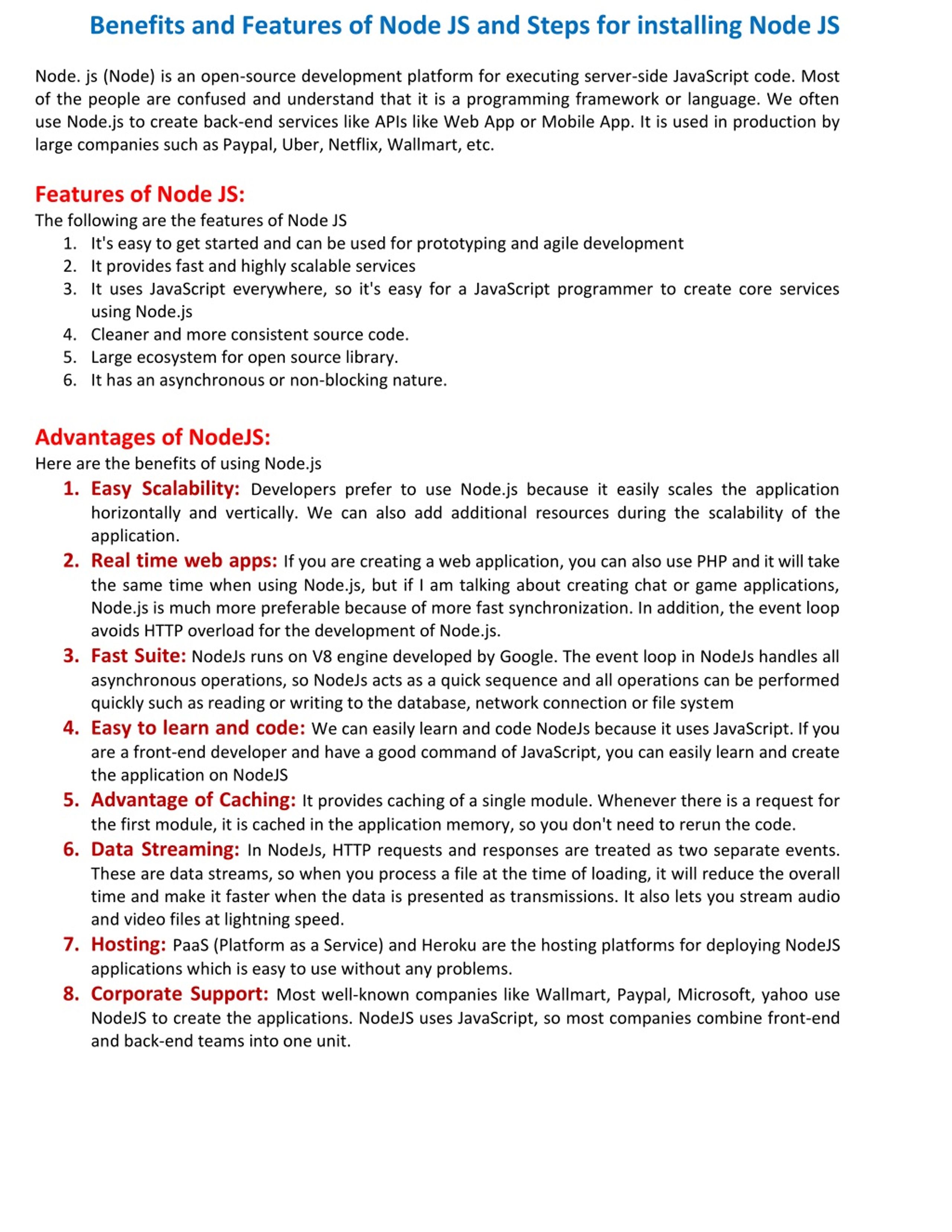 PPT - Benefits and Features of Node JS and Steps for installing Node JS ...