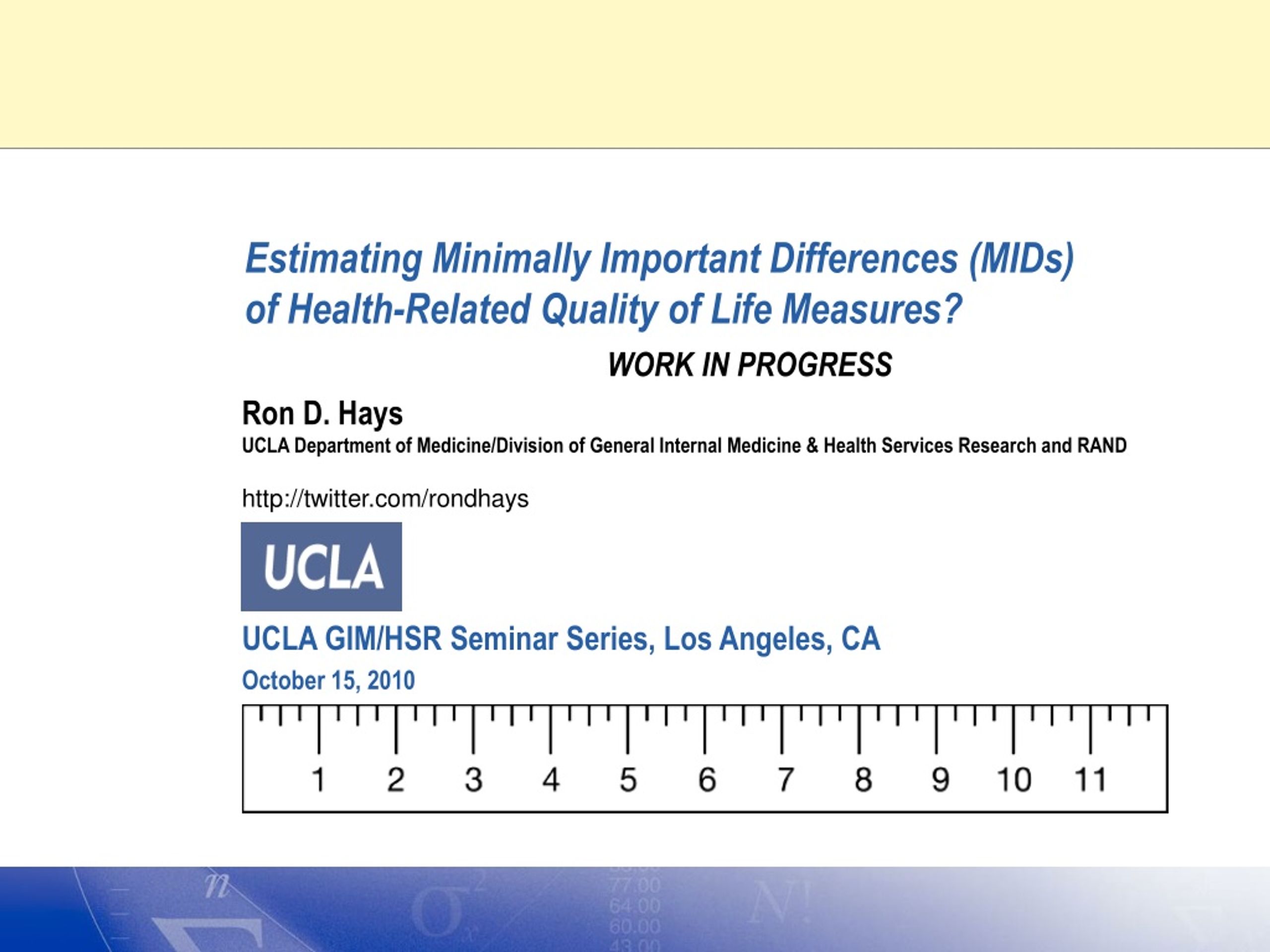 PPT - Estimating Minimally Important Differences (MIDs) of Health ...